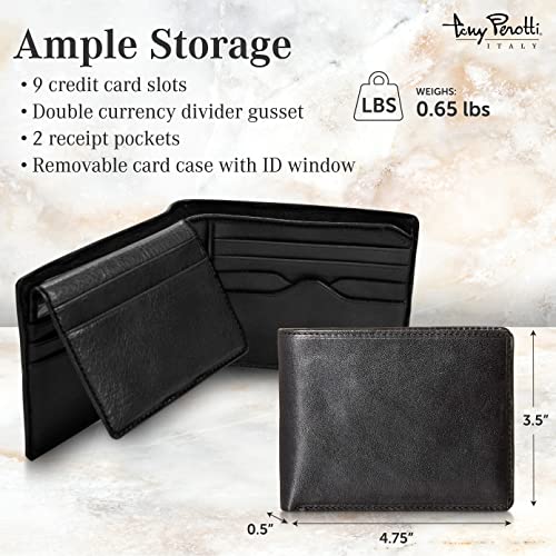 Tony Perotti Prima Wallet with Removable Card Case-Brown