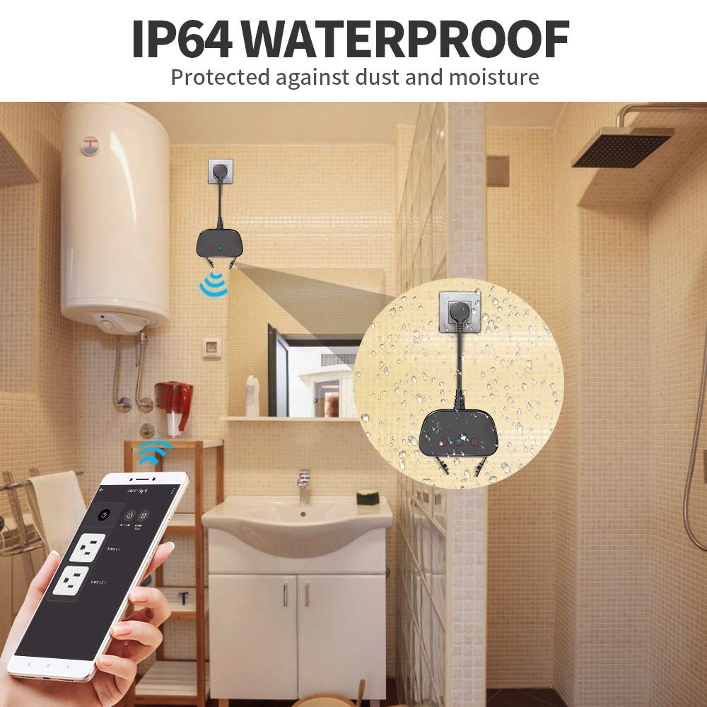 WAKYME Upgraded WiFi Outlet Outdoor Smart Plug Outdoor with 2 Outlets,No Hub Required,Wireless Remote Control Timer, Compatible with Alexa, Google Home and IFTTT (Smart Plug Outdoor)