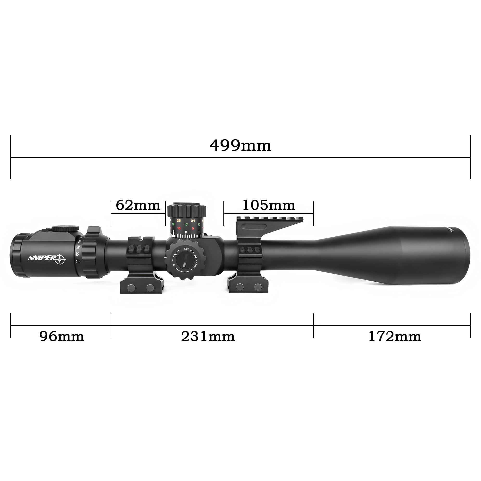 Sniper KT12-60x60SAL MOA Reticle Rifle Scope