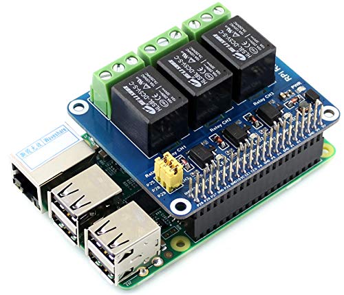 waveshare RPi Relay Board Raspberry Pi Expansion Board, Three Channel (3-CH) Power Relay Module for Raspberry Pi 4B/3B+/3B/2B/A+/B+, Loads up to 5A 250V AC or 5A 30V DC