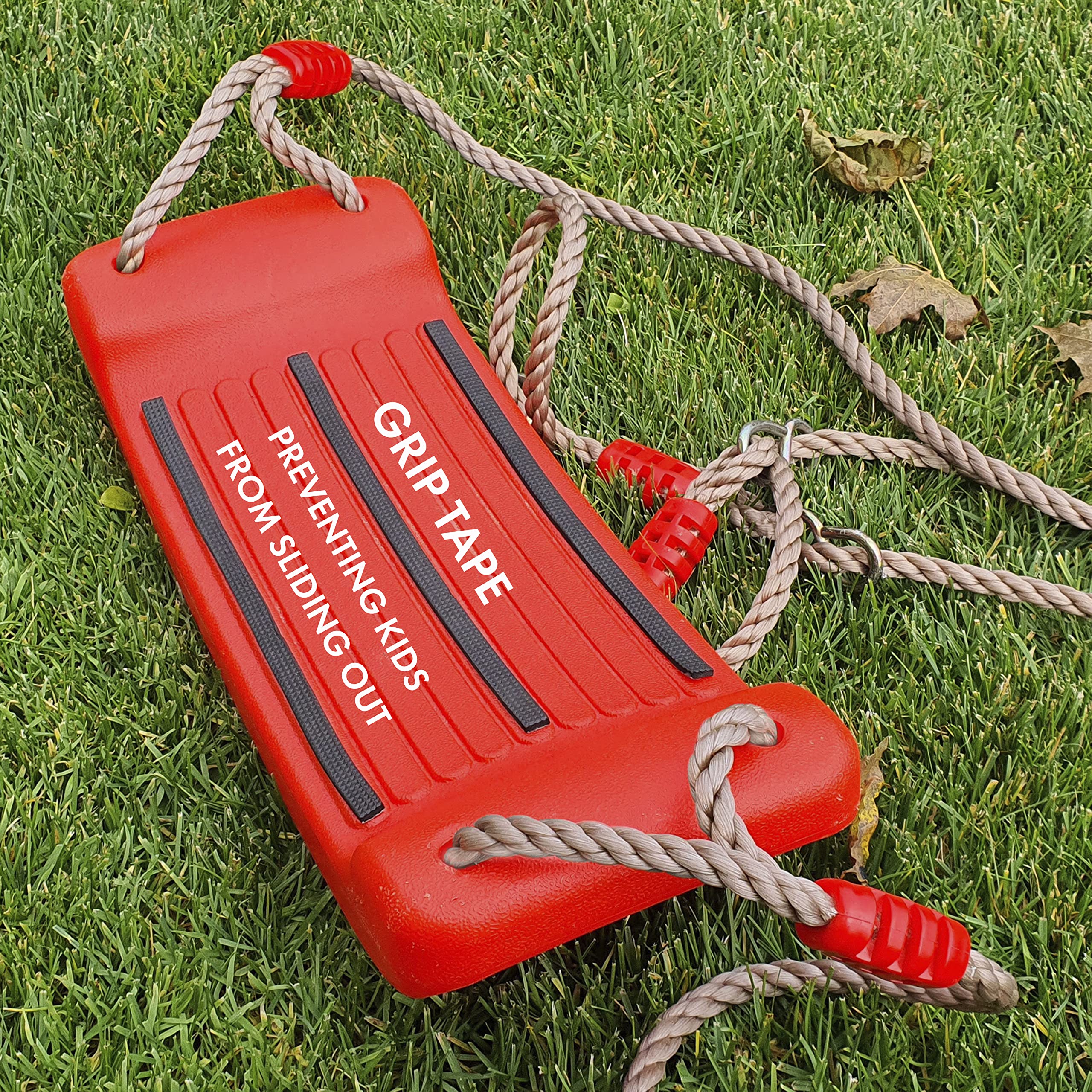 Swing seat Red for Kids and Adults with Length Control Hinge - 220lb Load - Ninja Slackline Ready - Triangle carabiners Included - Playground Swing Set Accessories Replacement