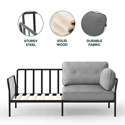 ZINUS Courtney Black Metal Loveseat / Steel Framework with Upholstered Cushions / Easy Assembly