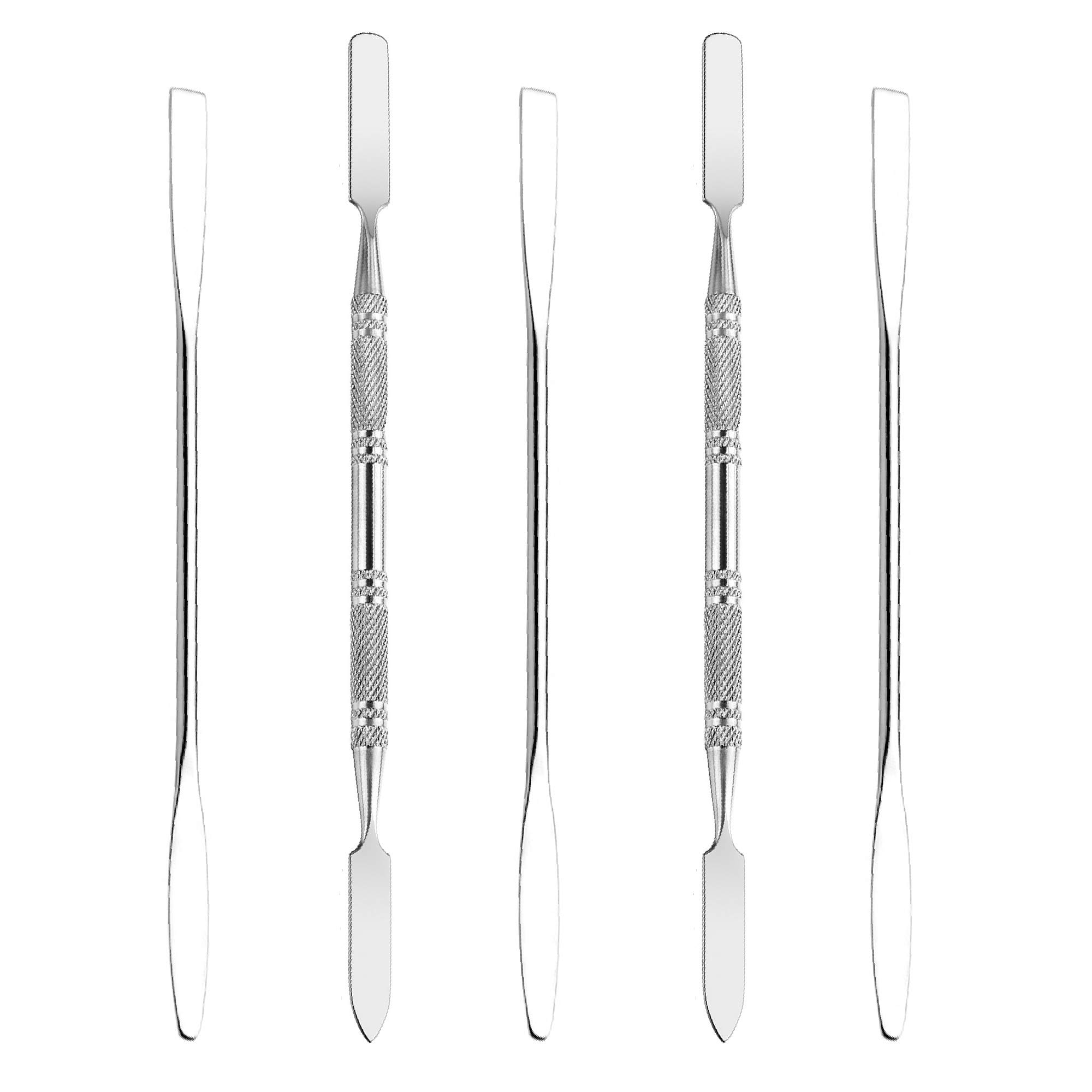 Wismee 5Pcs Makeup Spatula tool metal Set Professional Beauty Stainless Steel Cosmetics Mixer Long Metal Spatula Depotting Mixing Tool (#1+#2)