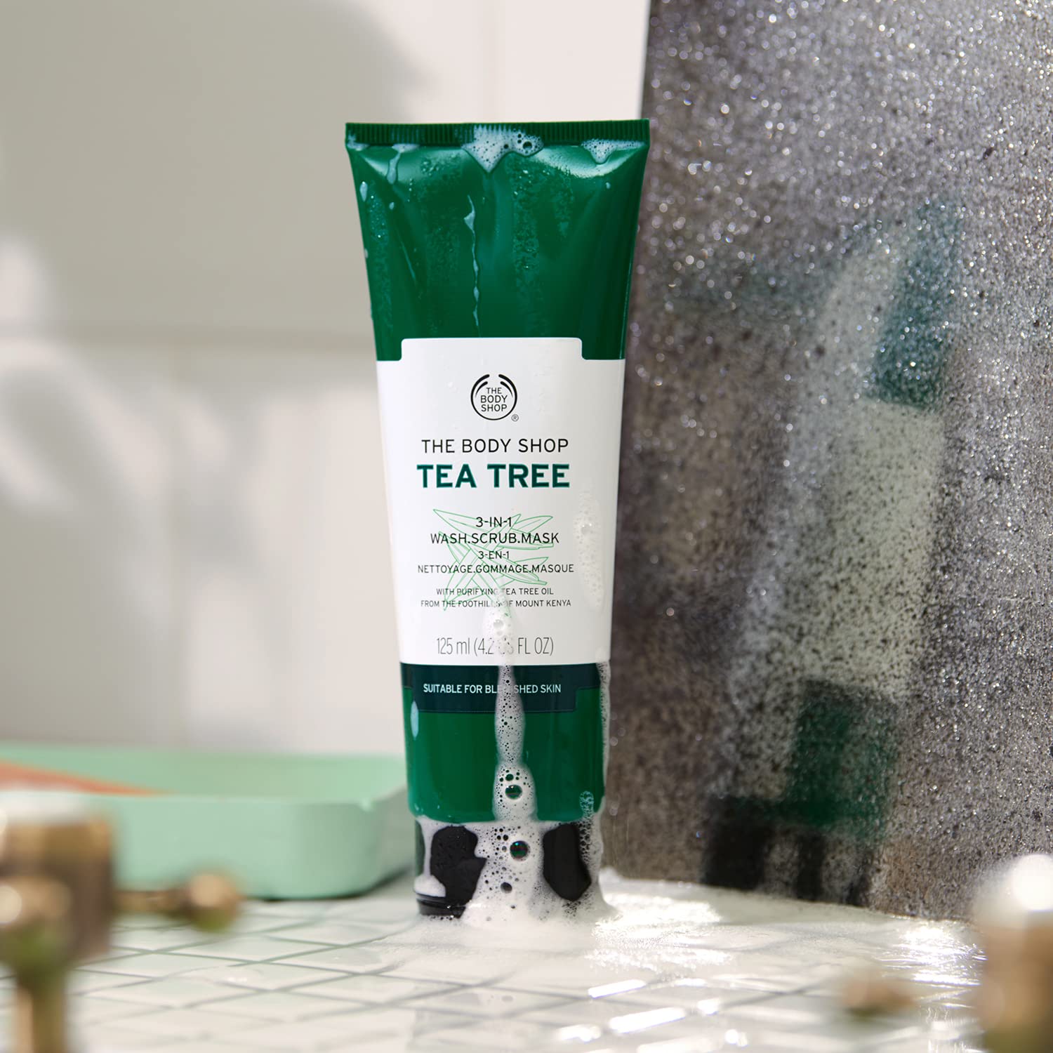The Body Shop Tea Tree 3 in 1 Wash Scrub & Mask β Purifying Vegan Skincare For Oily, Blemished Skin β 4.2 oz