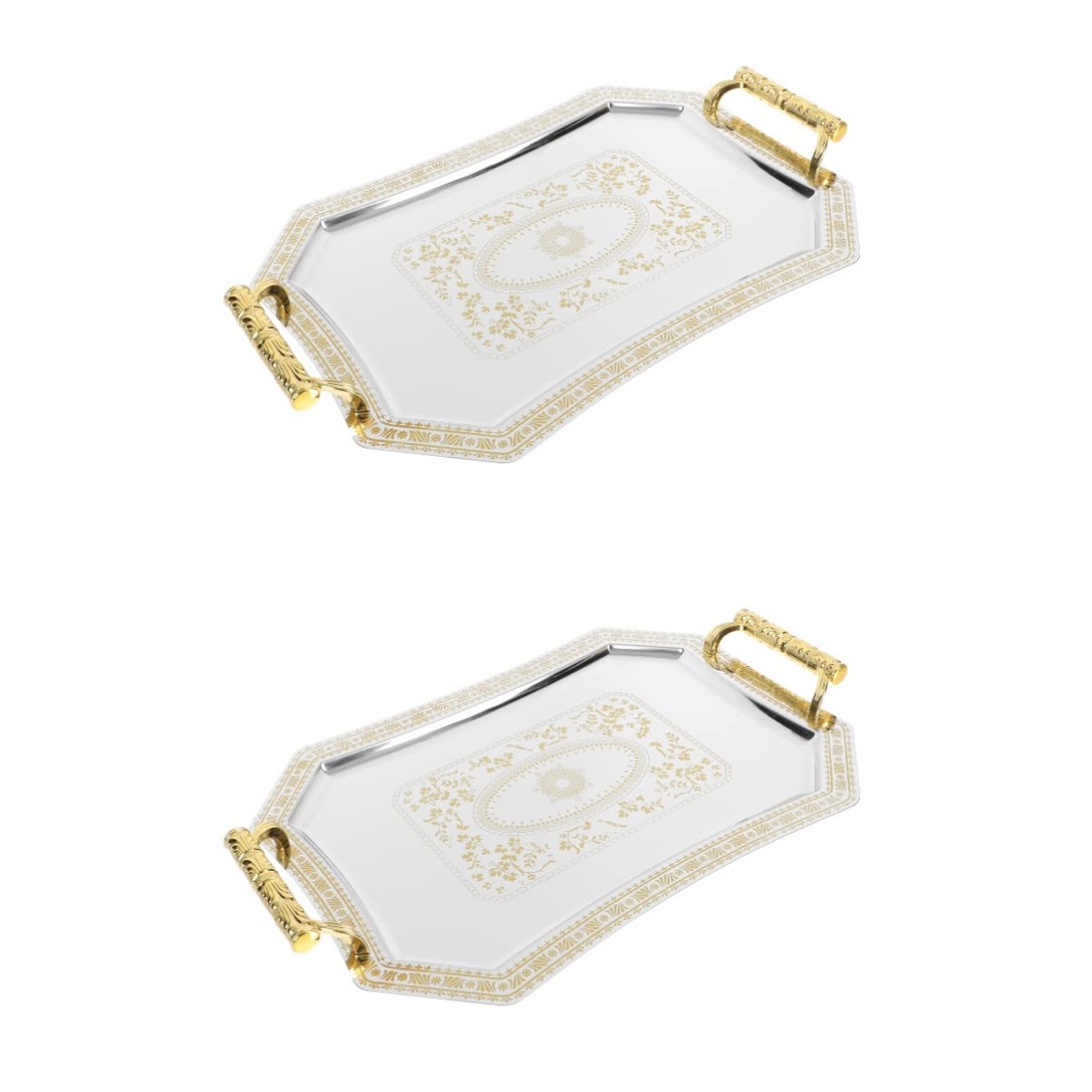 Zerodeko 2 pcs Nuts Platters Golden Holder Snacks Condiments Restaurant Trays Tray Storage Serving Jewelry Dessert Steel Metal with Kitchen Vintage Handles Platter Table Stainless Service