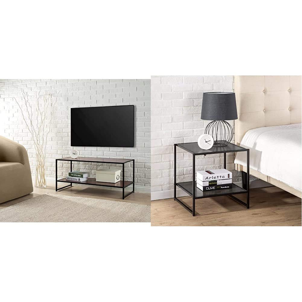 Zinus Modern Studio Collection TV Media Stand/Table/Good Design Award Winner with 20 Inch Square Side/End Table/Night Stand/Coffee Table, Espresso