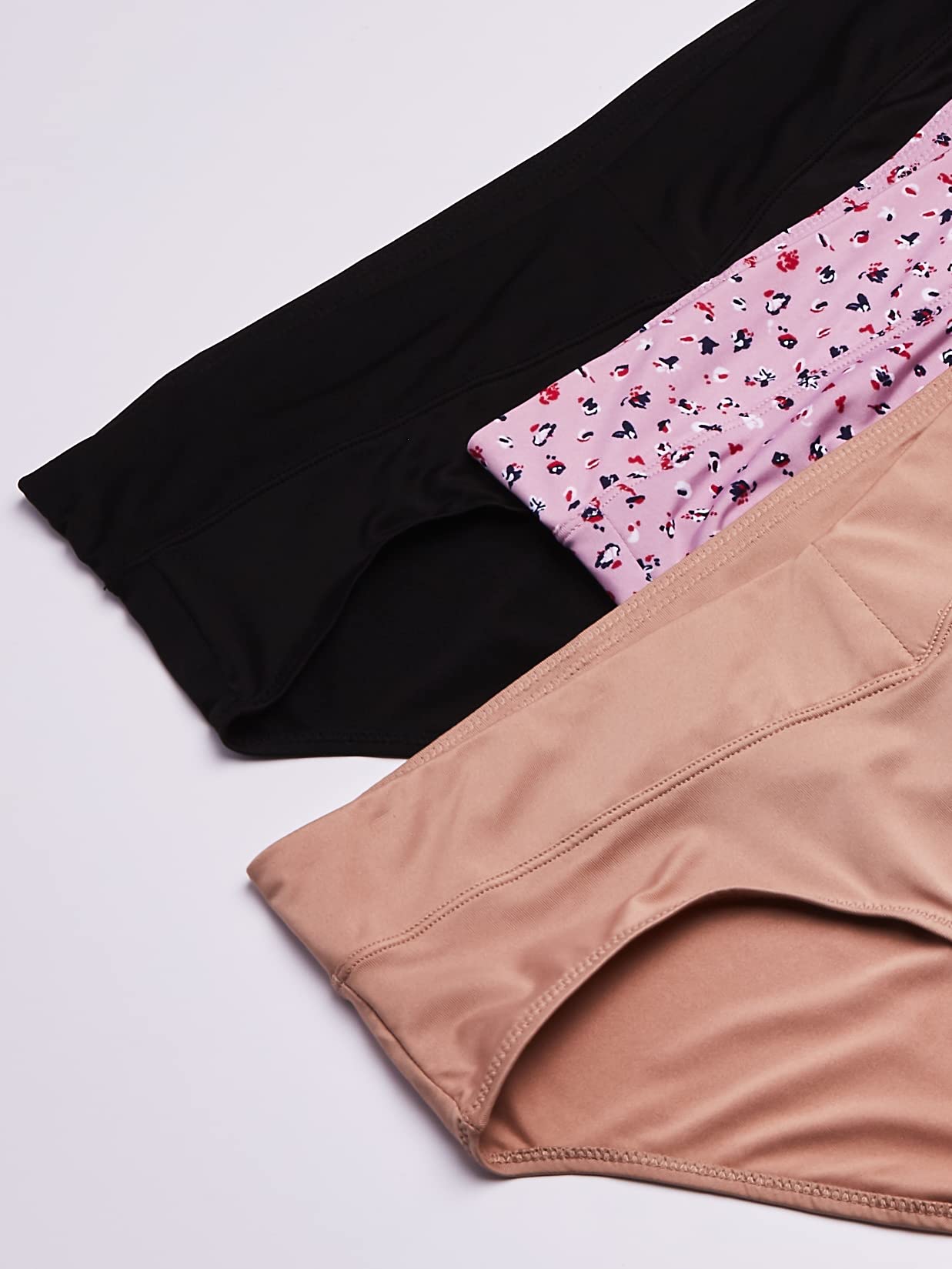Warner's womens Blissful Benefits No Muffin Top 3 Pack Hipster Panties, Mauve Shadows Pop Toasted Almond Black, Medium US