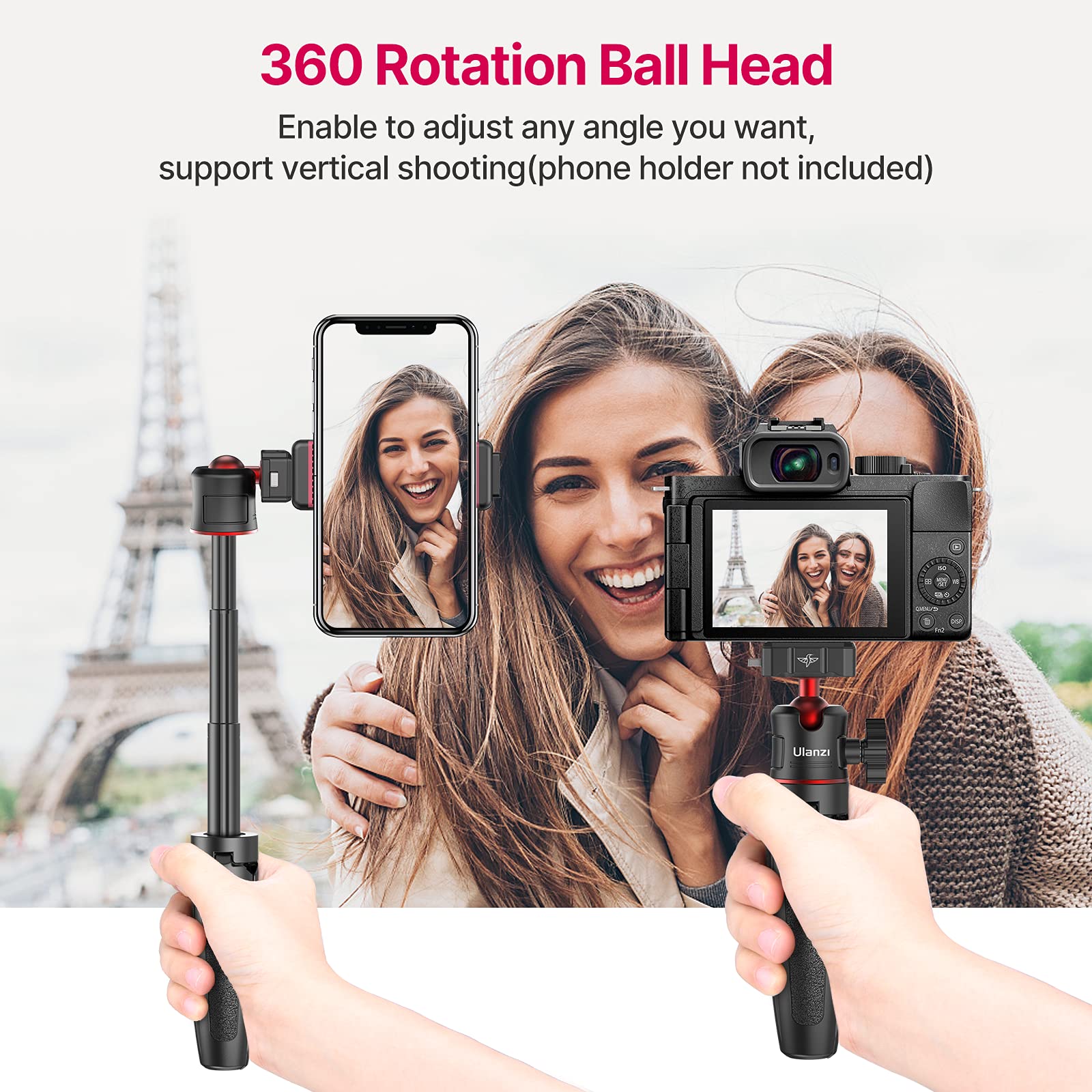 ULANZI Tripod for Camera, Hummingbird Mini Tripod Stand Travel Pocket Extendable Small Portable Selfie Stick with 360° Ball Head & 1/4" Quick Release Plate for Webcam Canon Nikon Sony DSLR Camera