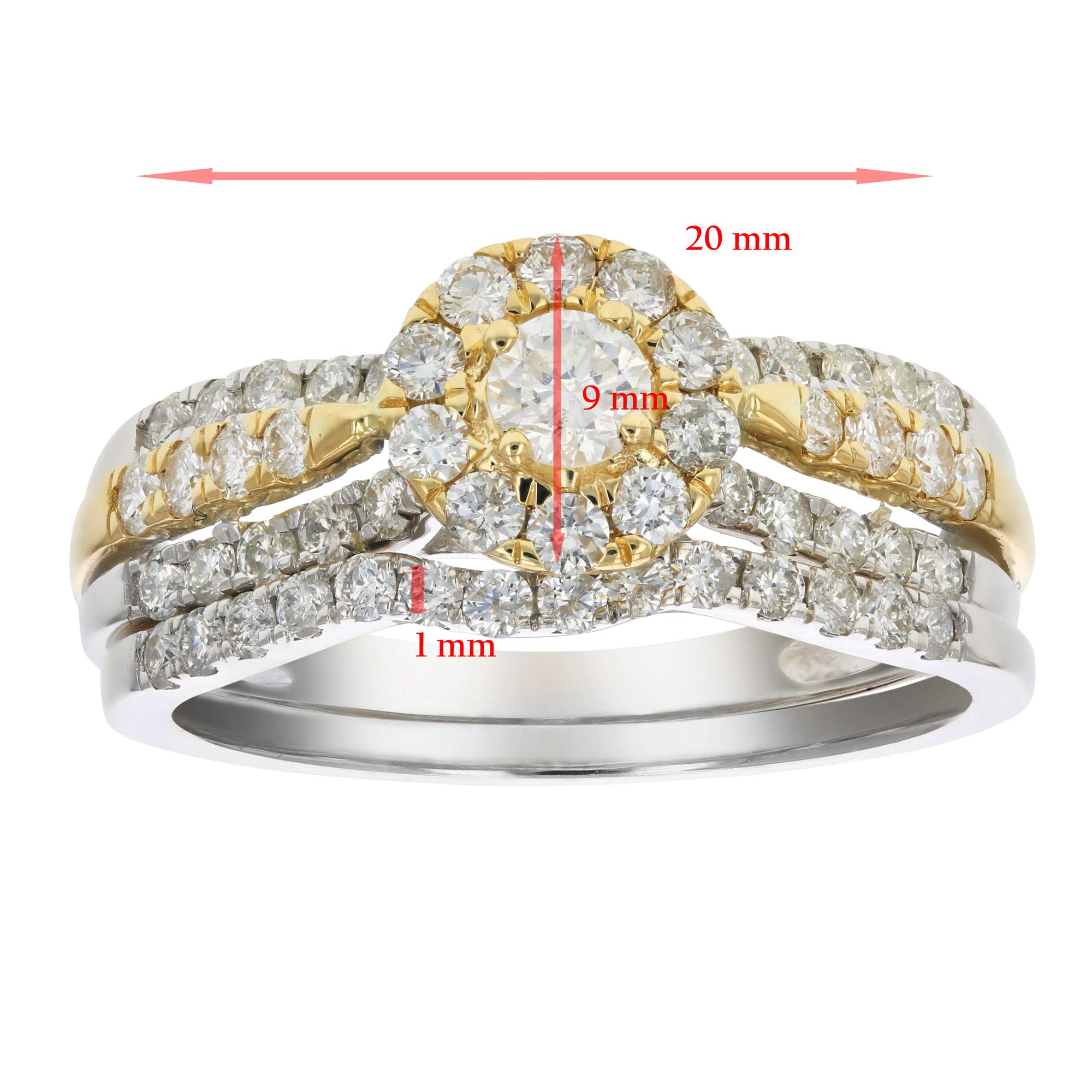 Vir Jewels 1 cttw Diamond Wedding Engagement Ring Set 14K Yellow Gold Bridal Size 7