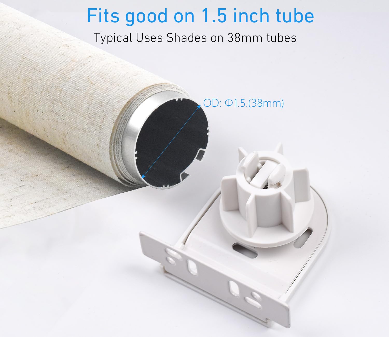 Rollerhouse 38/40mm Roller Blind Repair Kit, Mount Window Shade Brackets, Curtain Roller Blind Accessories for Electric Blinds with 1 1/2" Tube, 1 Pair, White