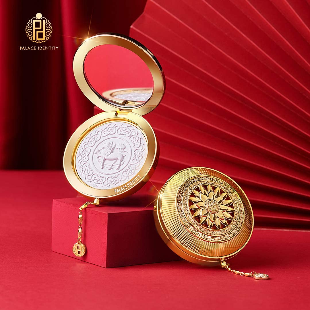 ZEESEA [Palace Identity] Winged Deer Translucent Compact Powder,Mercerized Matte Makeup Powder,Long Lasting Smooth for Shine Silky Look,Stay Matte Fixed Tonic Dual-use Pressed Powder
