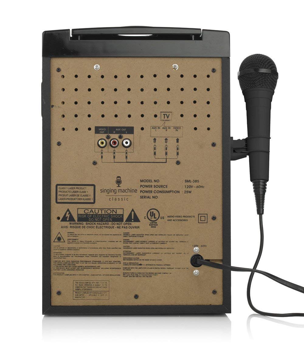 Singing Machine SML385BTBK Karaoke System with LED Disco Lights, CD+G, and Microphone, Black