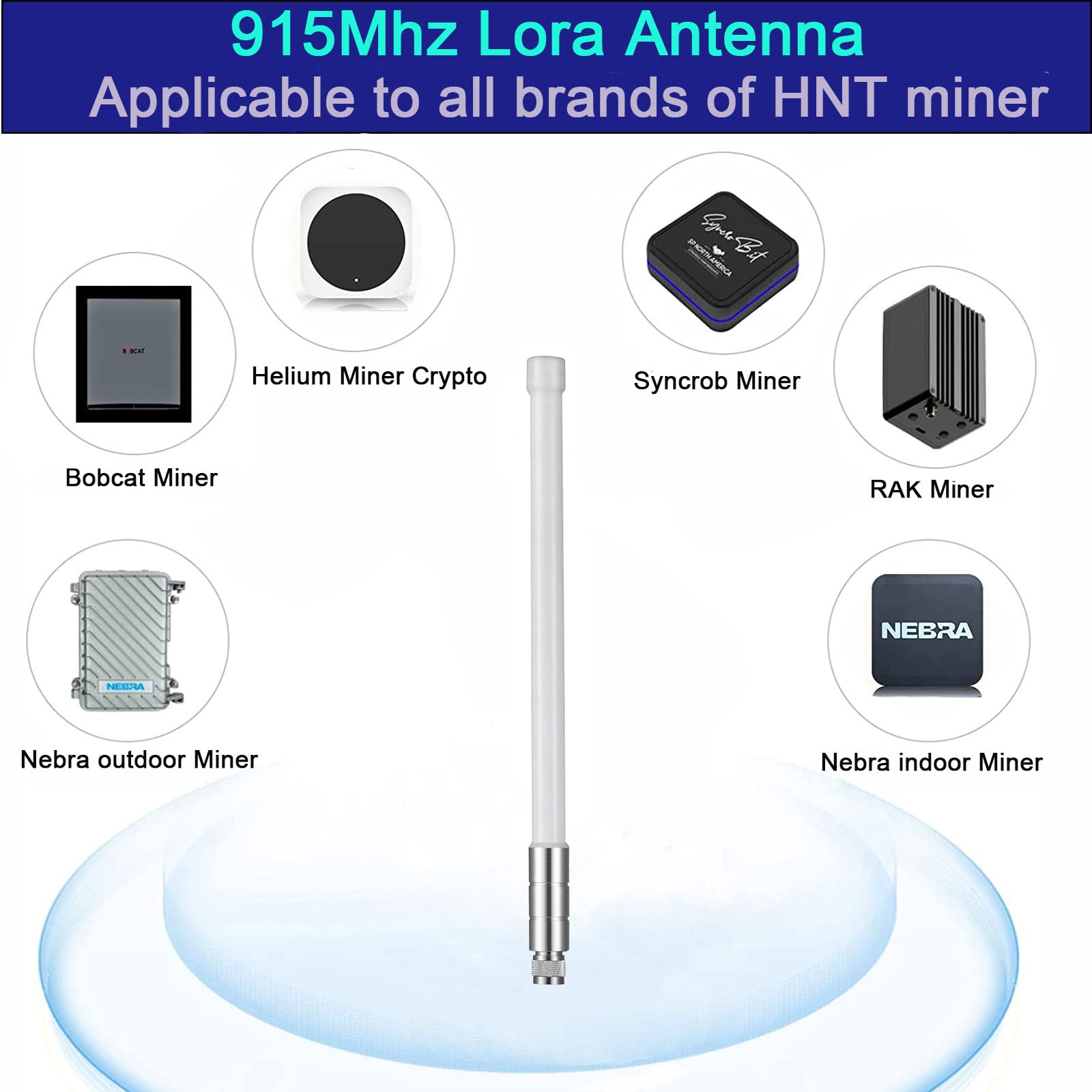 Waterproof 8dBi Long Range Cellular 915MHZ LoRa Gateway Fiberglass Antenna with 5M/16.4FT Cable for Helium Hotspot RAK V1 V2 Nebra Bobcat 300 SenseCAP M1 SyncroB.it Hotspot Finestra HNT Miner，Eifagur