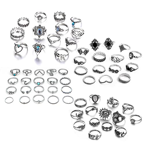 ZZ ZINFANDEL 62Pcs Vintage Knuckle Rings Set Stackable Finger Rings Midi Rings for Women,Joint Nail Band Cuff Toe Statement Finger Rings