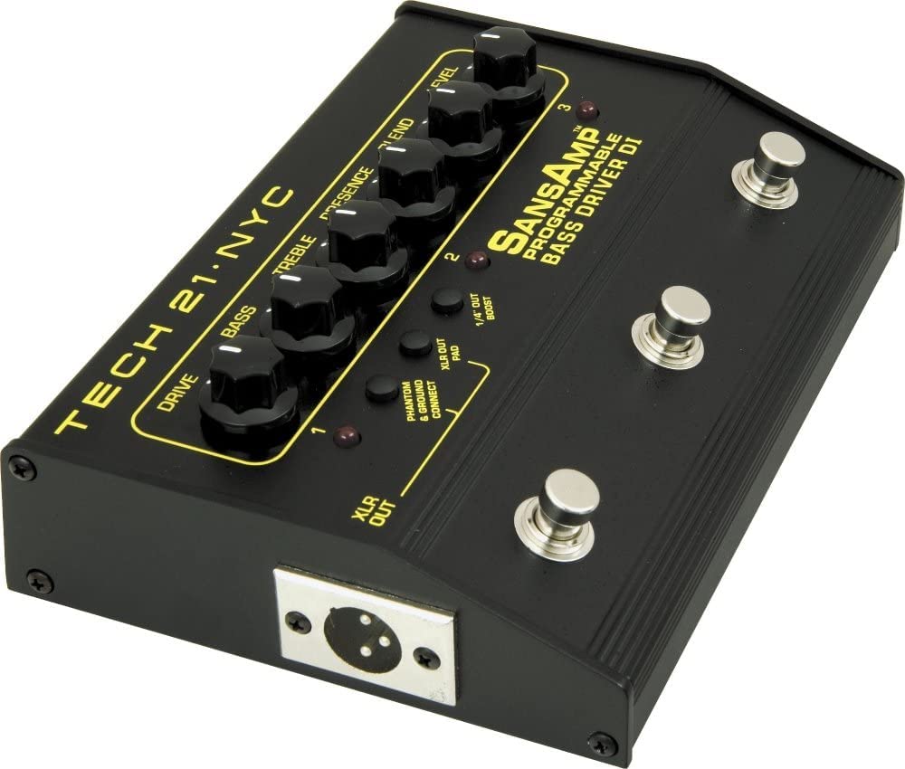 Tech 21 PBDR SansAmp Programmable Bass Driver DI Bundle with 2 Instrument Cables and 2 XLR Cables