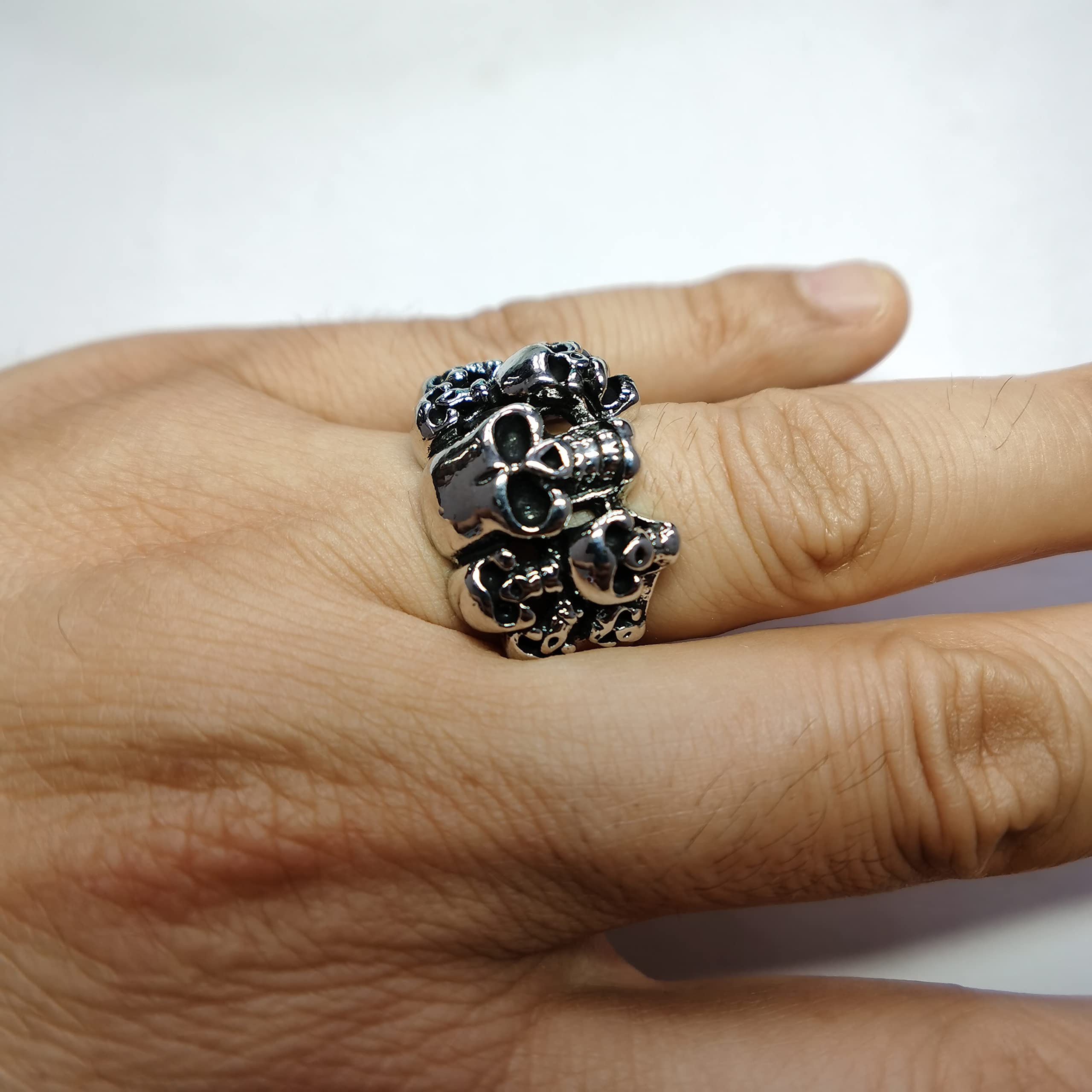 zhb Ghost Ring Titanium Steel Skull Ring fashion domineering Retro (A, 10)