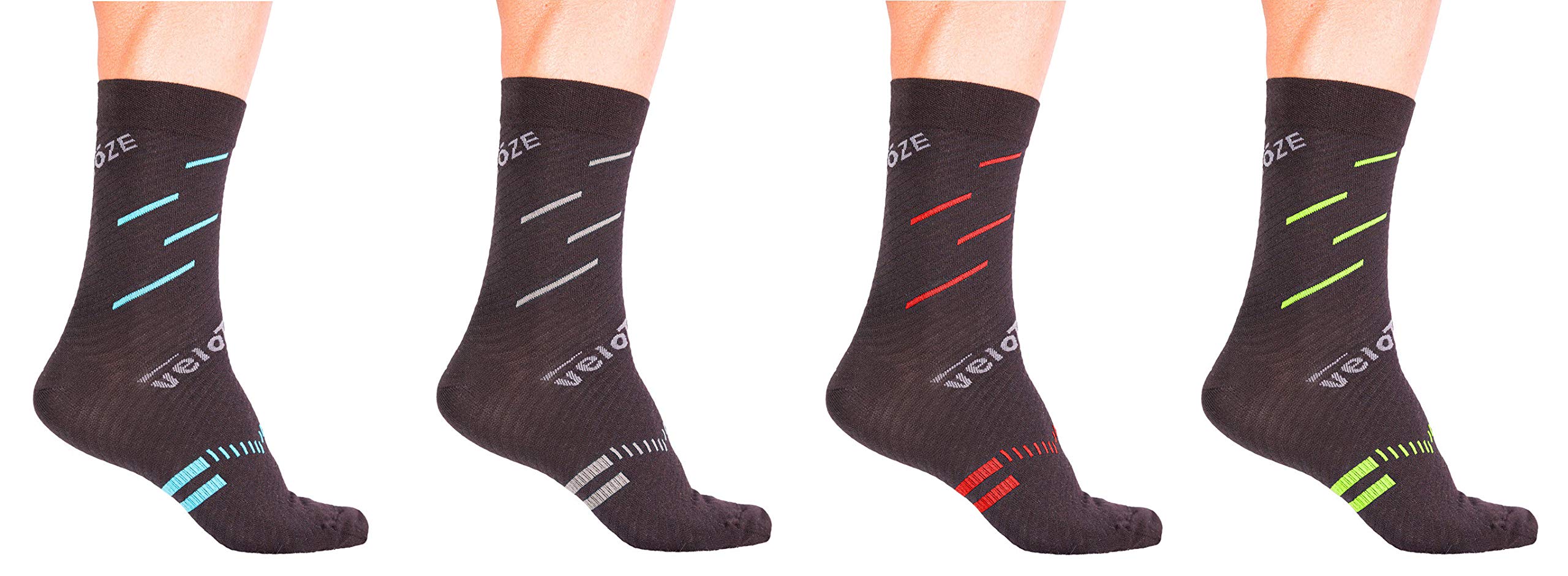 veloToze Cycling Sock - Active Compression with Merino Wool Blend - Black/Grey Small/Medium