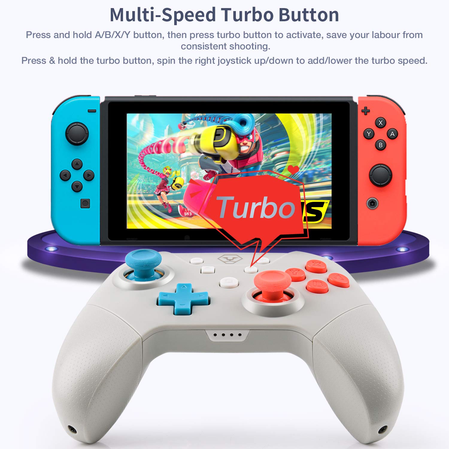 Switch Pro Controller - Advanced Wireless Controller for Nintendo Switch, with NFC & Motion Control, Built-in Amiibo & Wake-Up Feature, Adjustable Rumble & Turbo Mode, Support PC/Android, Rechargeable