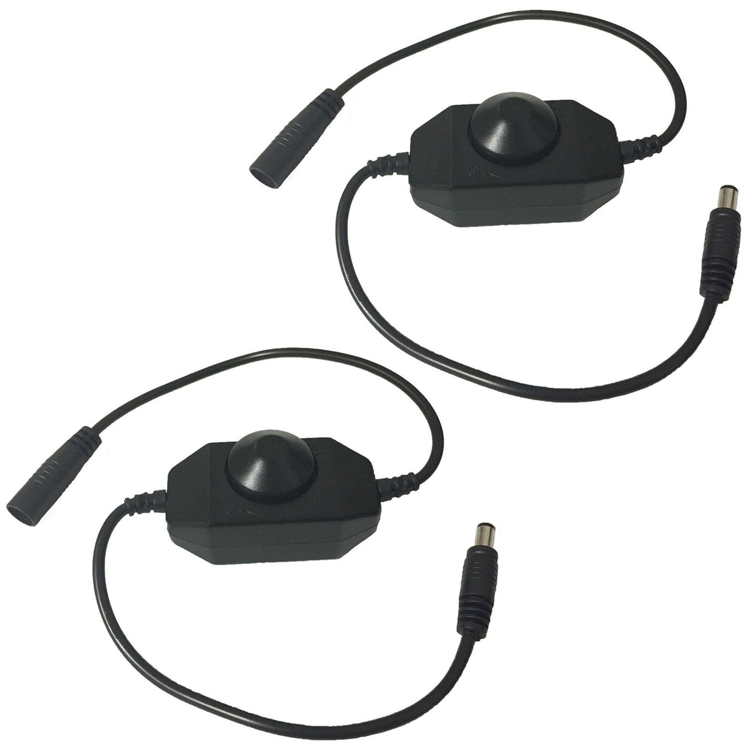 TronicsPros 2pcs DC 12V-24V 3A LED Strip Dimmer Switch LED Tape Dimmer Controller PWM Rotary Dimmer 5.5mm x 2.1mm DC Jack for SMD 5050 3528 2835 5630 LED Ribbon LED String Light, Black