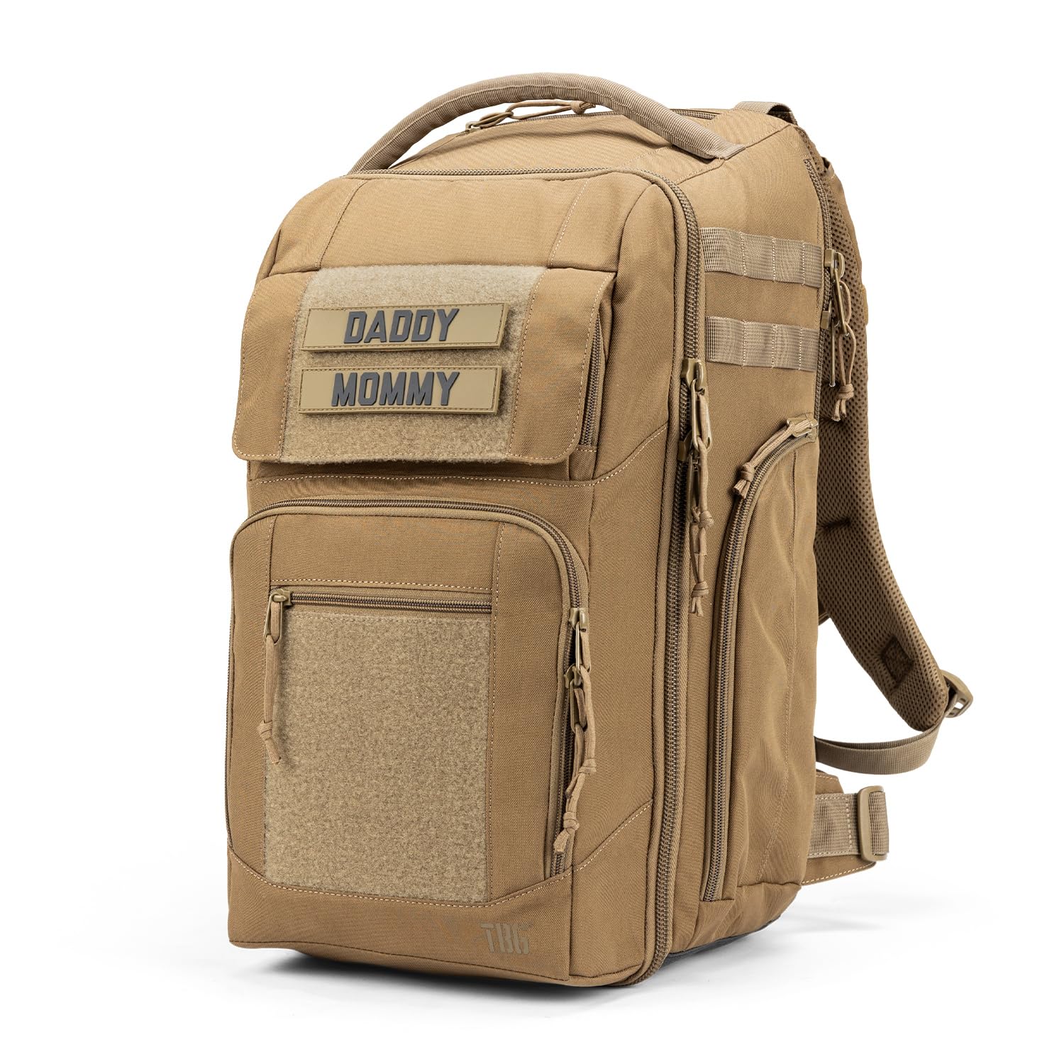 Tactical Baby Gear TBG - MOD Diaper Bag Backpack for Men w/Changing Mat - Modular Panel System (Coyote Brown)