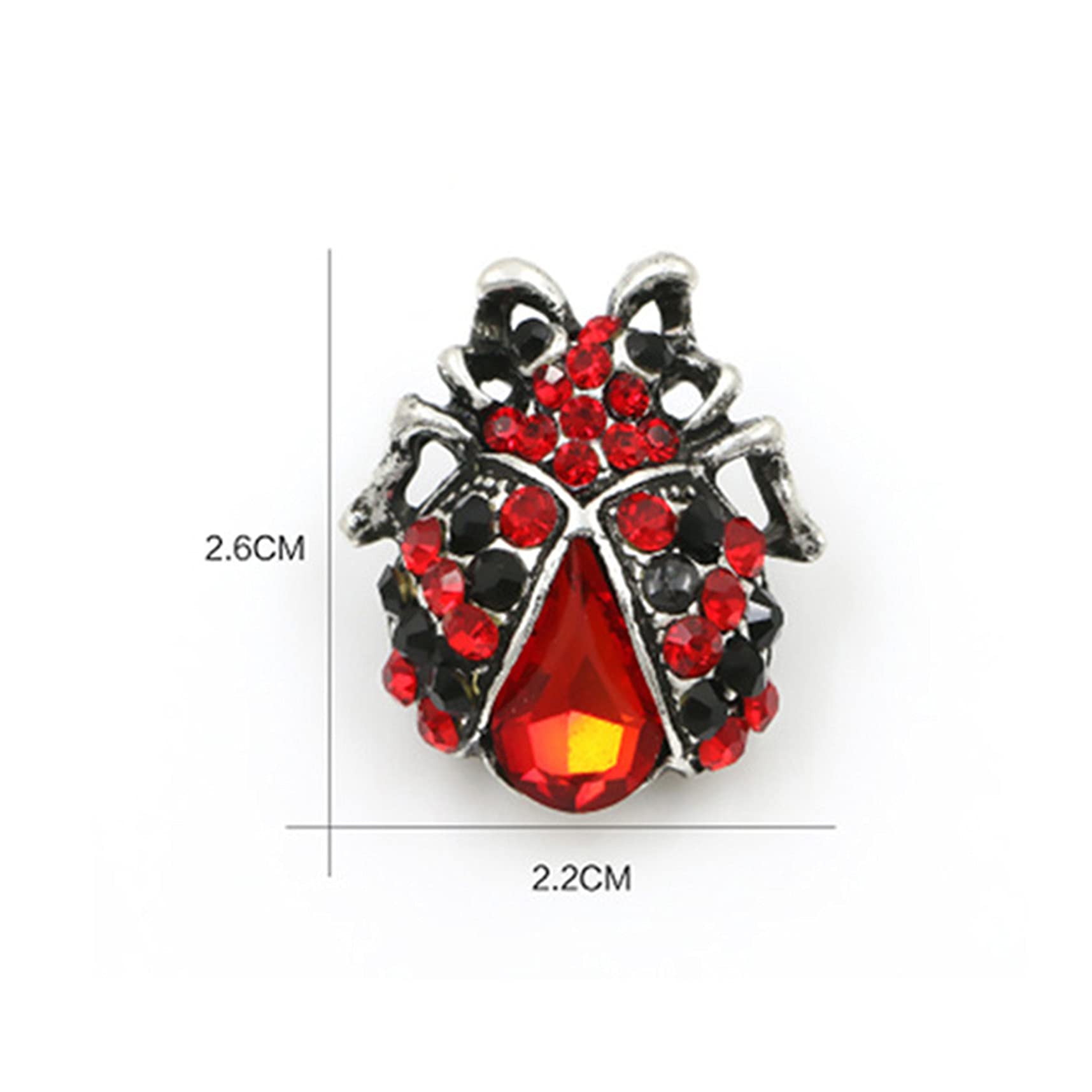 ZHENGFEN Vintage Red Crystal Rhinestone Ladybug Beetle Brooch Pin Red Stone Beetle Bug Jewelry Accessory 2.2x2.6cm