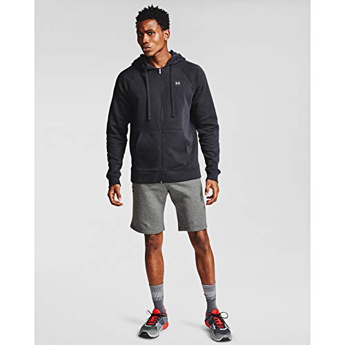 Under Armour Men's Rival Fleece Shorts , Pitch Gray Light Heather (012)/Onyx White , Large