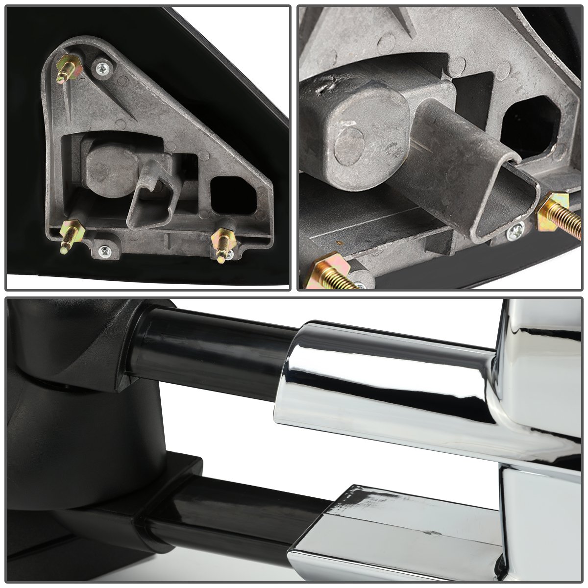 Rear View Side Towing Mirrors - Manual Telescoping | Manual Folding | Manual Adjustment - Compatible with Ford F150 (Standard/Extended Cab) Heritage F250 97-04, Driver and Passenger Side, Black
