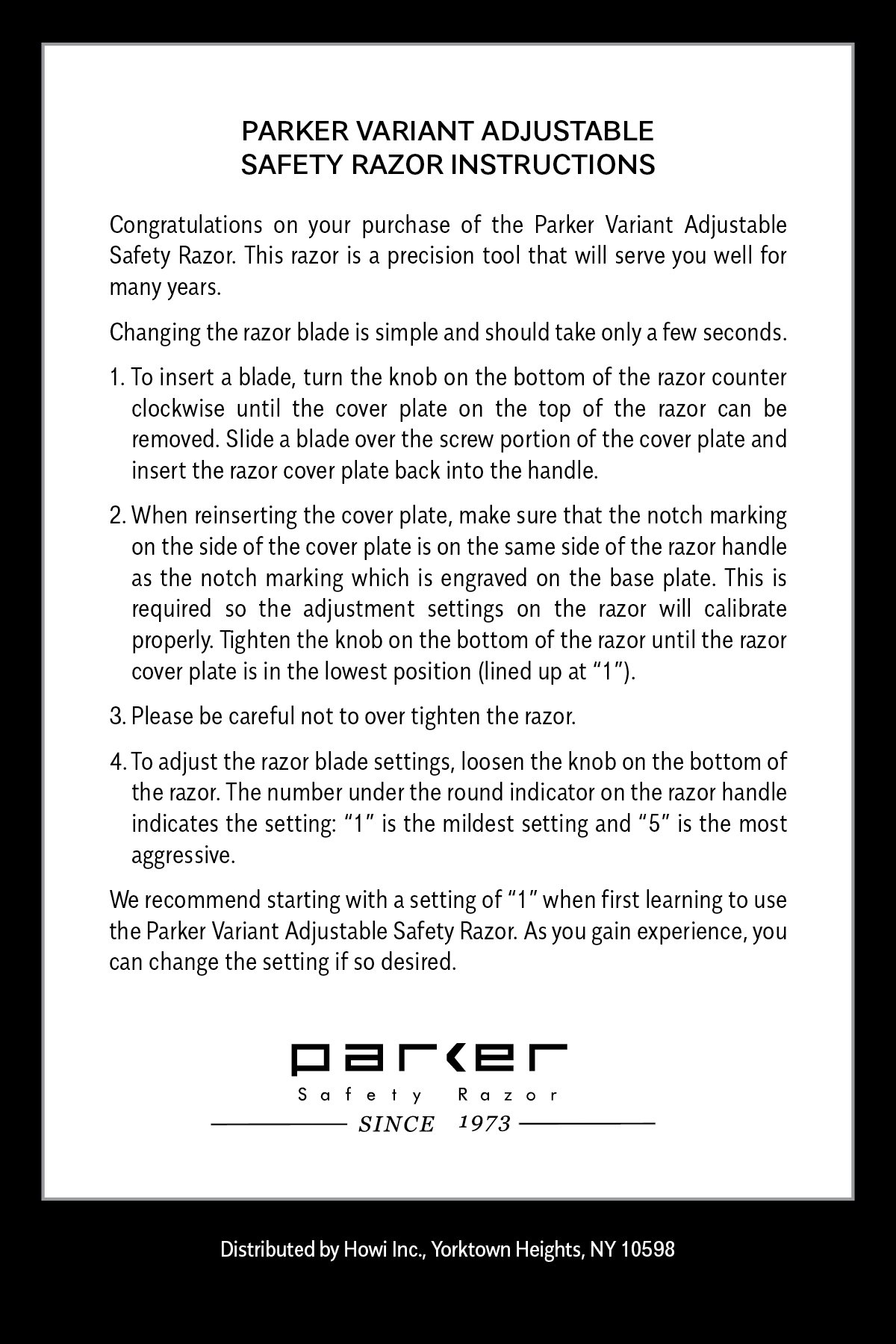 The Parker Variant ADJUSTABLE Double Edge Safety Razor, Customize your Shave with a Turn of the Dial from Mild to Aggressive - 5 Blades Included (SATIN CHROME)