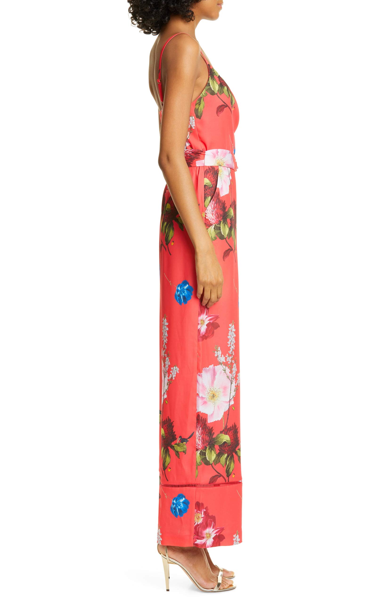 Ted Baker London Red Piiper Berry Sundae Wrap Jumpsuit (3 (US 8))