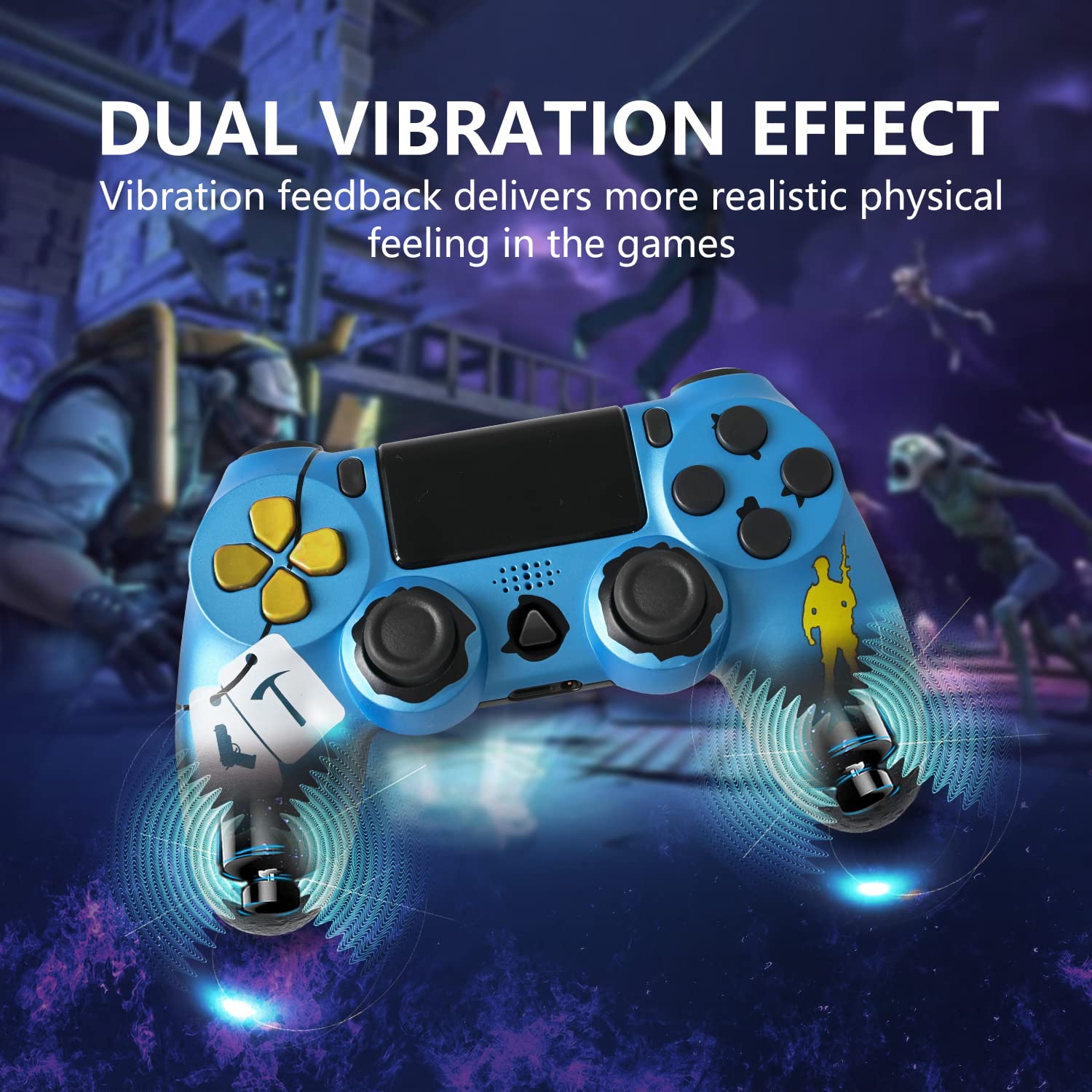 Repalcement for Wireless Custom PS4 Game Joystick Controller with One Pair of Thumb Grips, Compatible with PS4/Slim/Pro...