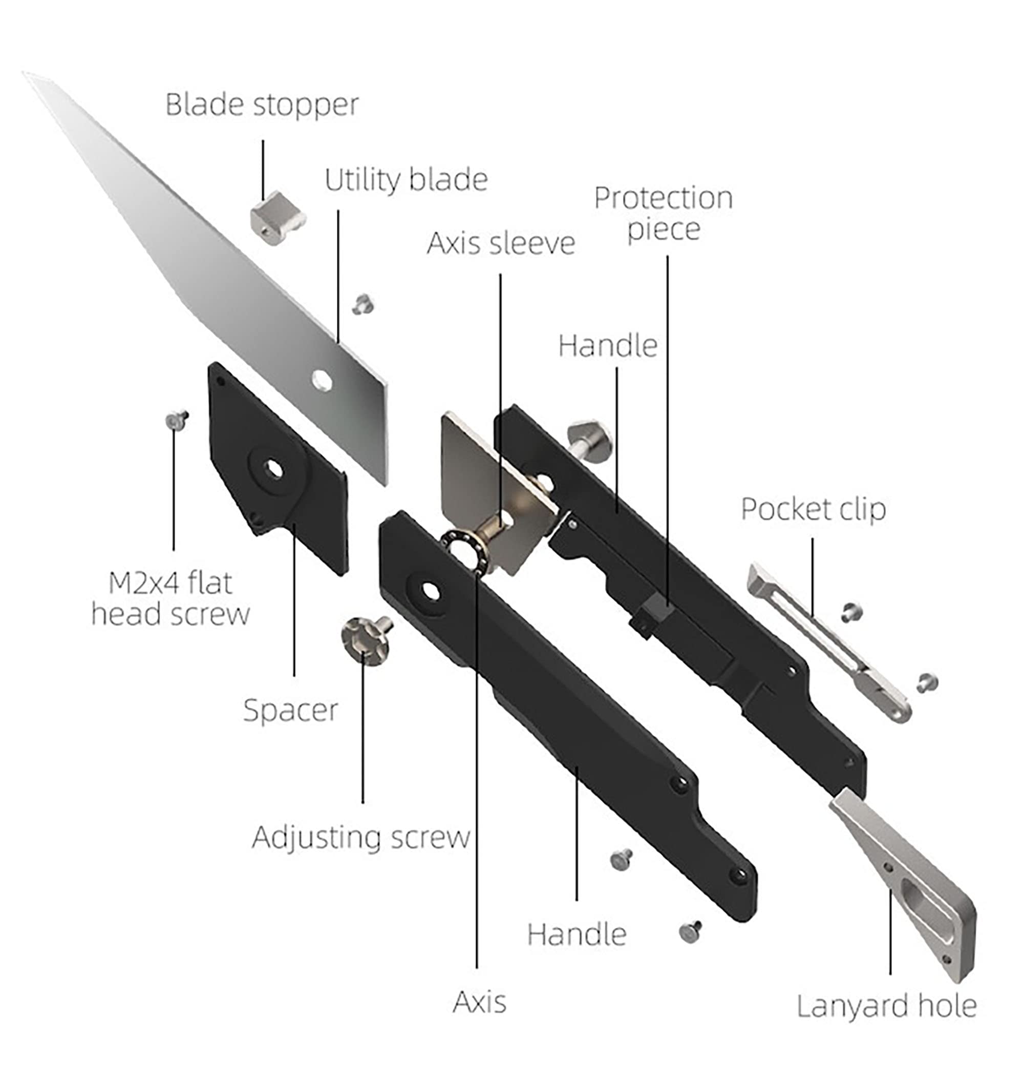 TITANER Raven Titanium EDC Folding Pocket Utility Knife - Box Cutter Suitable For Art Work, Outdoor, Hunting,Household tools (Stonewash)