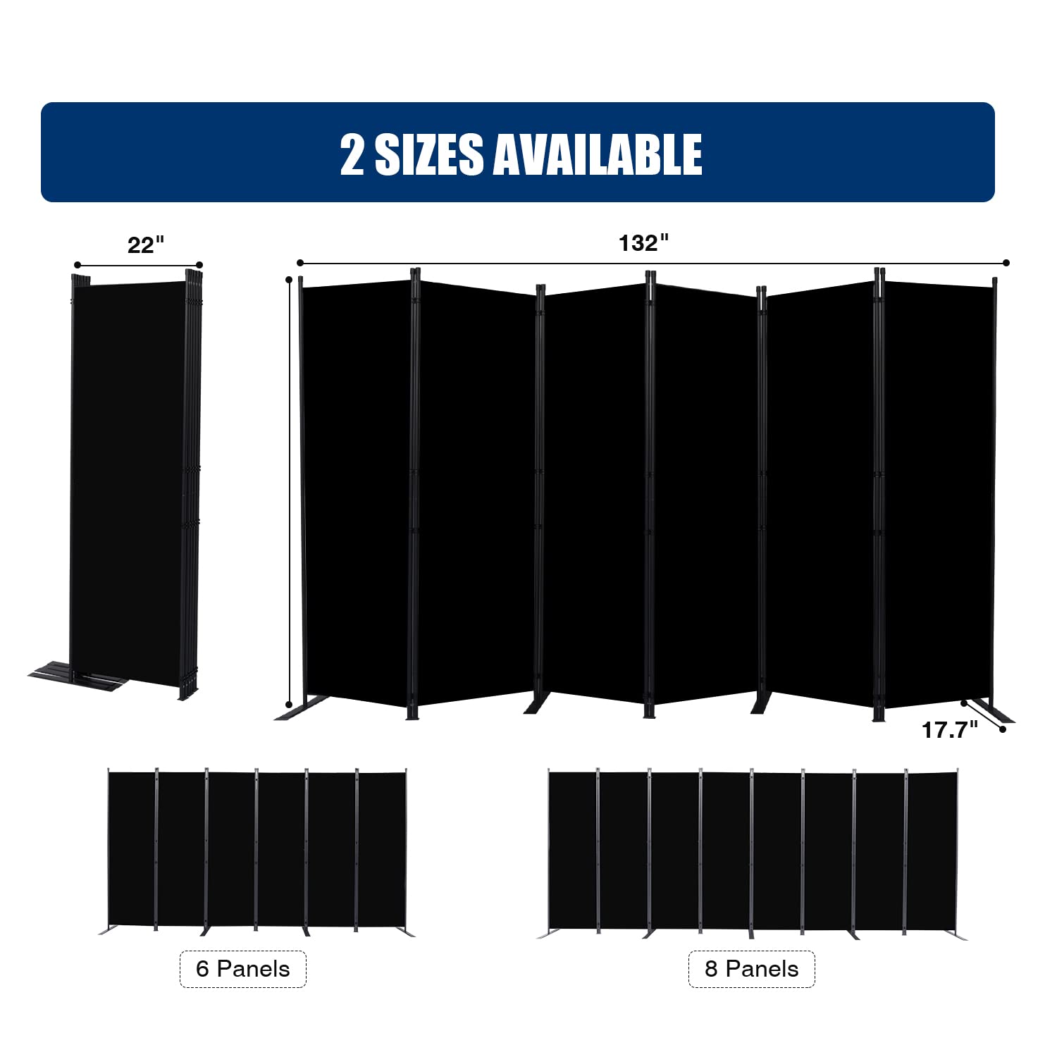 Room Divider and Folding Privacy Screens, 6 Panel Wide Room Divider Wall Screen for Room Separtition, Partition Room Dividers Fabric Panel Wall Dividers Freestanding for Office, Bedroom, Studio Dorm