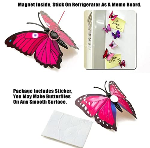 TABLECLOTHSFACTORY 36 Pack 3D Double Wing DIY Butterfly Magnet Wall Decoration Stickers - Purple Collection for Wedding Party Home Decor