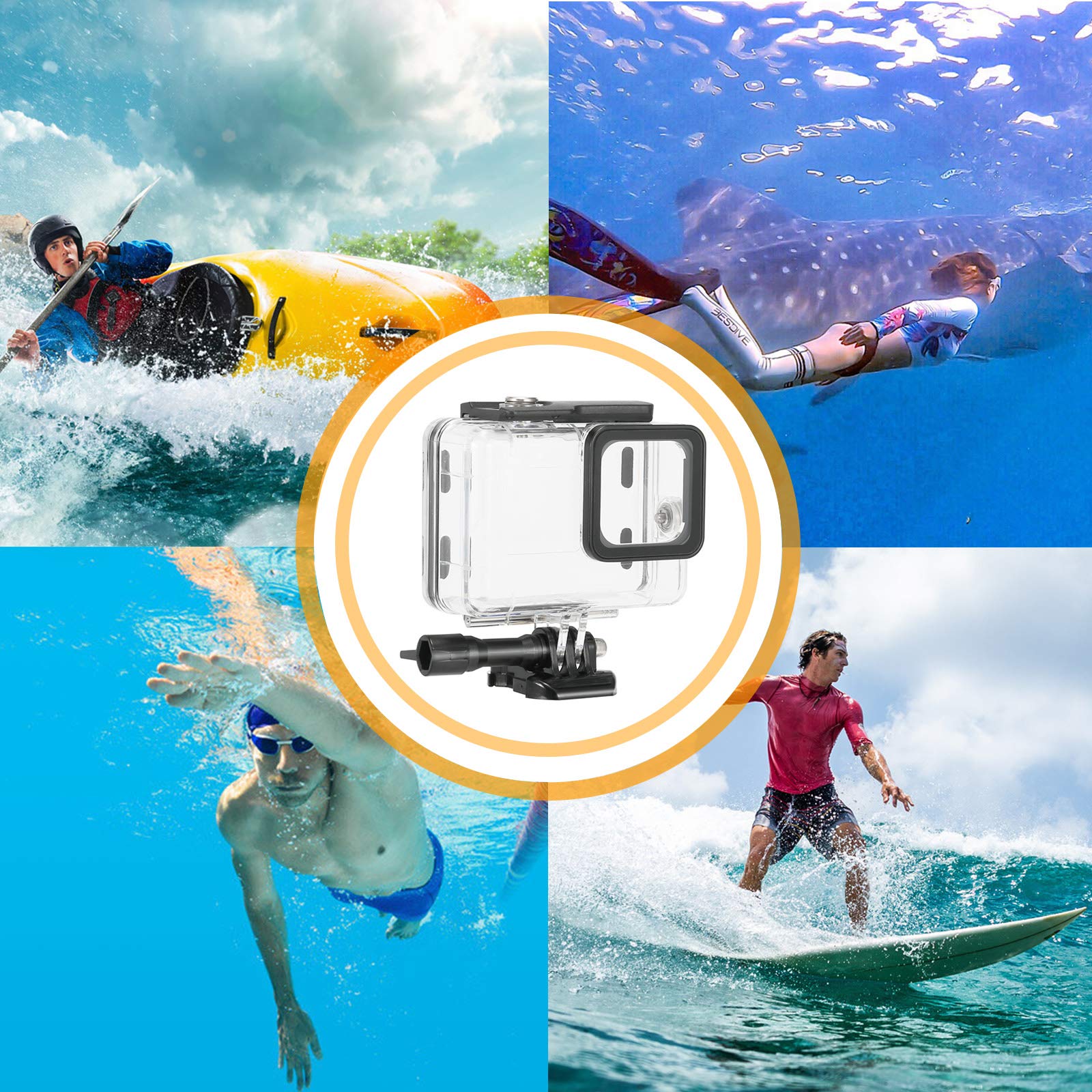 Trehapuva Waterproof Housing Case for GoPro Hero 10 Black/Hero 9 Black with Tempered Glass Screen Protector, 45M/148FT Underwater Protective Dive Case Shell for Go Pro Hero9 10 Camera Accessories