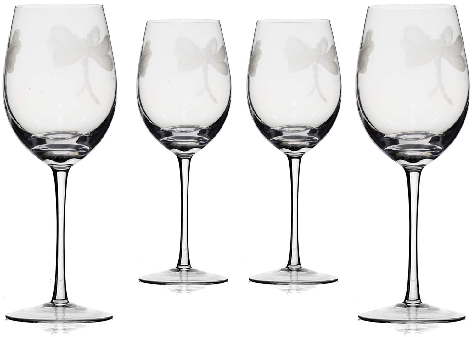 The Wine Savant Dragonfly Wine Glasses For White and Red Wine, Water or Whiskey, Each Glass Is Individually Sand Etched - Dragonfly Wine Glasses (Stemmed)