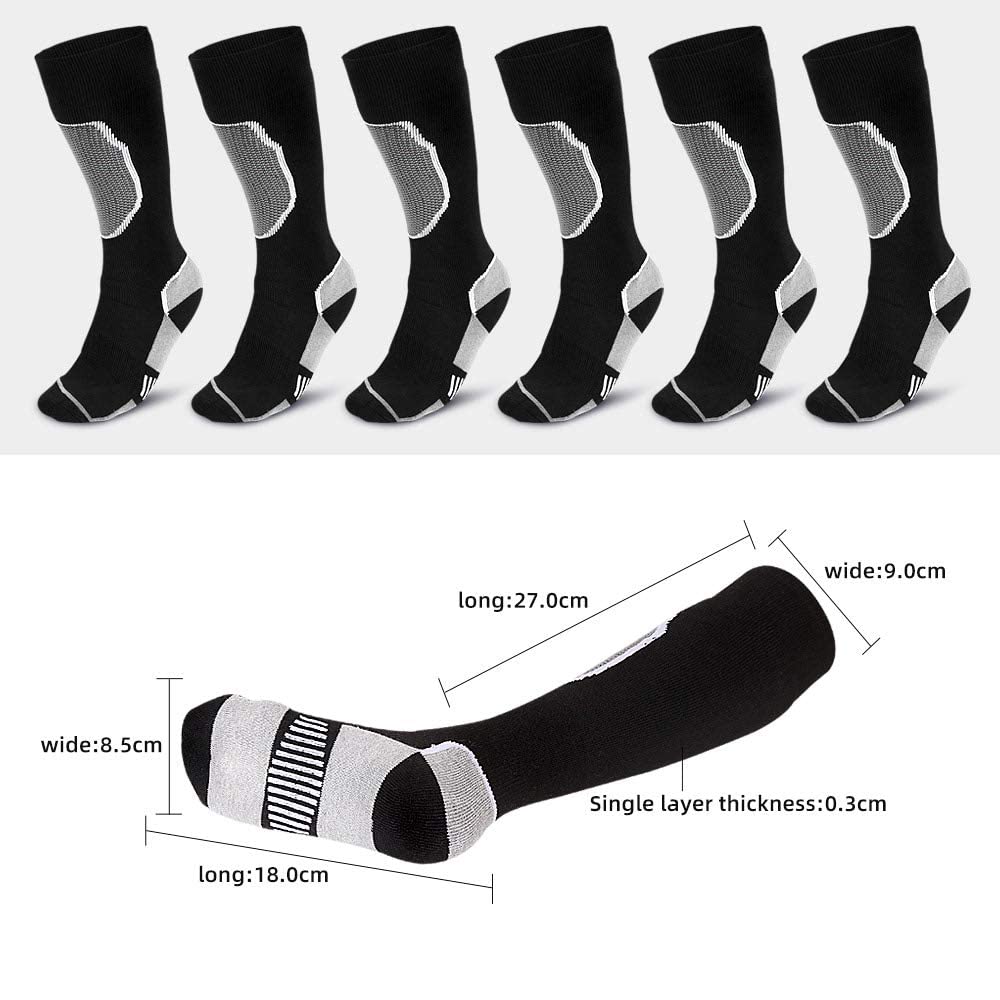 ZEPOHCK [2 Pairs Winter Thicken Sports Ski Socks, Calf Compression Thermal Socks for Men and Women