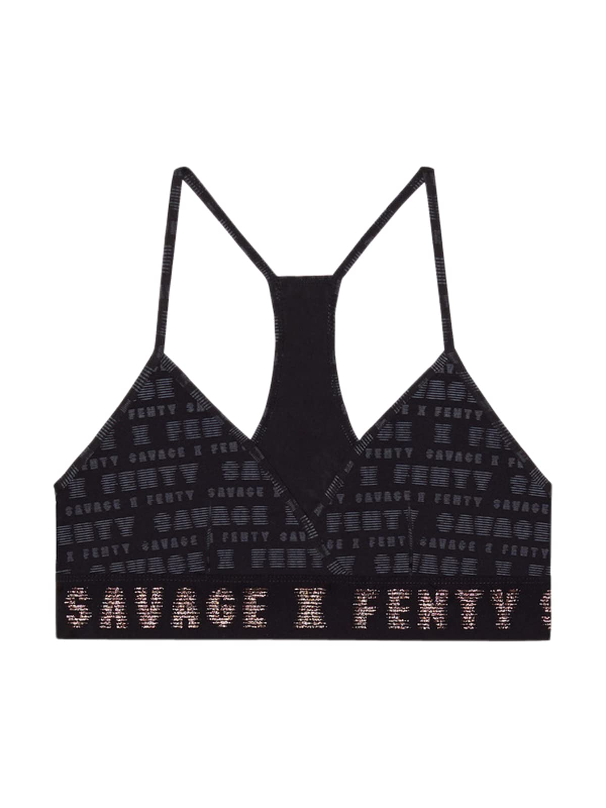 Savage X Fenty, Women's, Forever Savage Bralette, Pullover, U-Back, Knit, Unlined Bralette, Black Print, XS