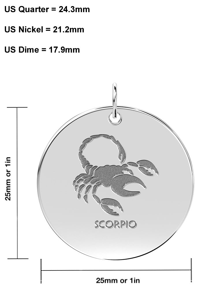 US Jewels Ladies 925 Sterling Silver 1in Scorpio October & November Zodiac Pendant