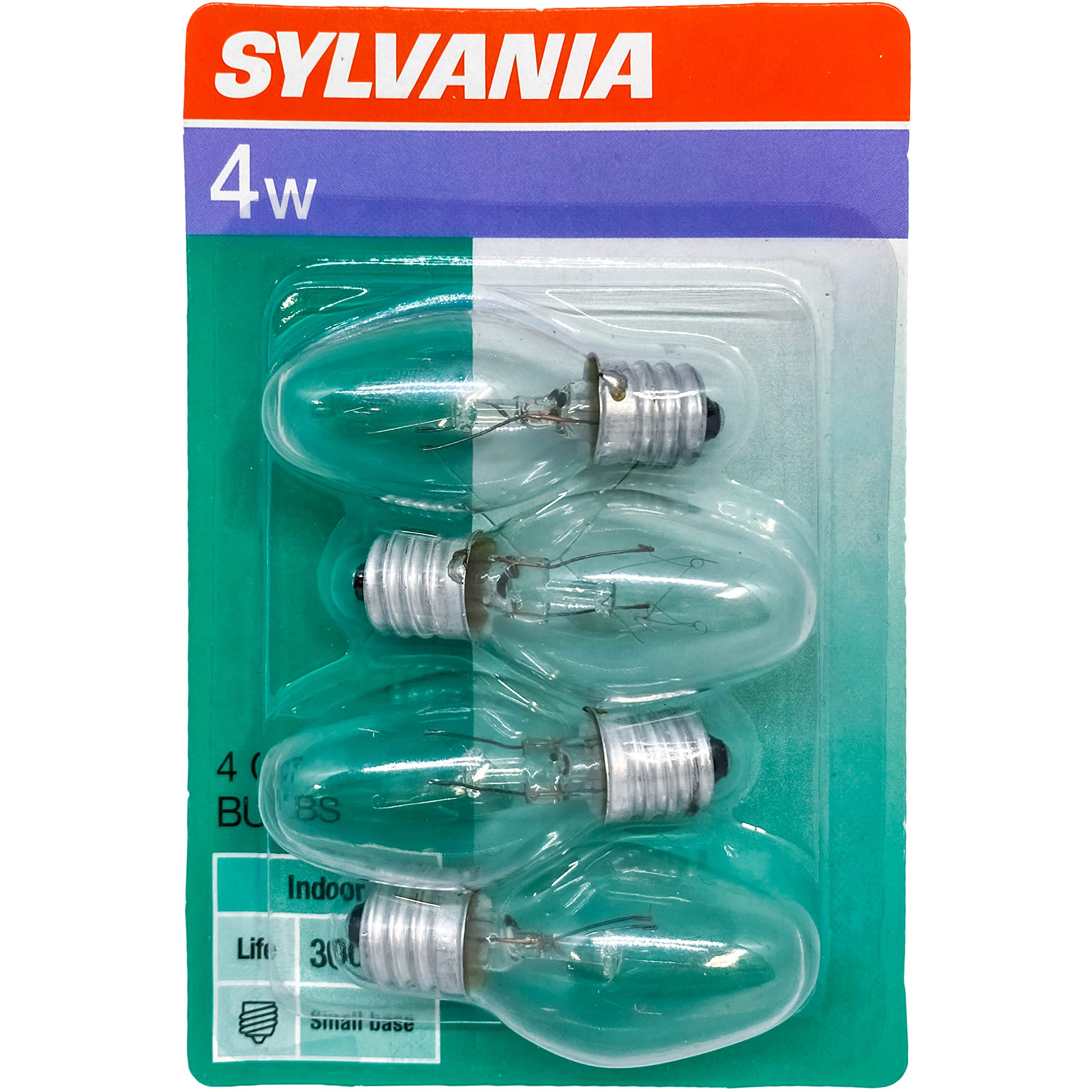 SYLVANIA Home Lighting Incandescent Small Appliances Bulb, C7-4-Watt, Clear Finish, Candelabra Base (16 Bulbs)