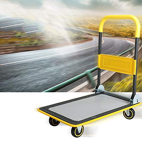 ZLH Furniture Mover Goods cart Warehouse Flatbed Small Trailer Trolley Pull Goods Folding Truck Hand Pull Four Wheel Steel car o$