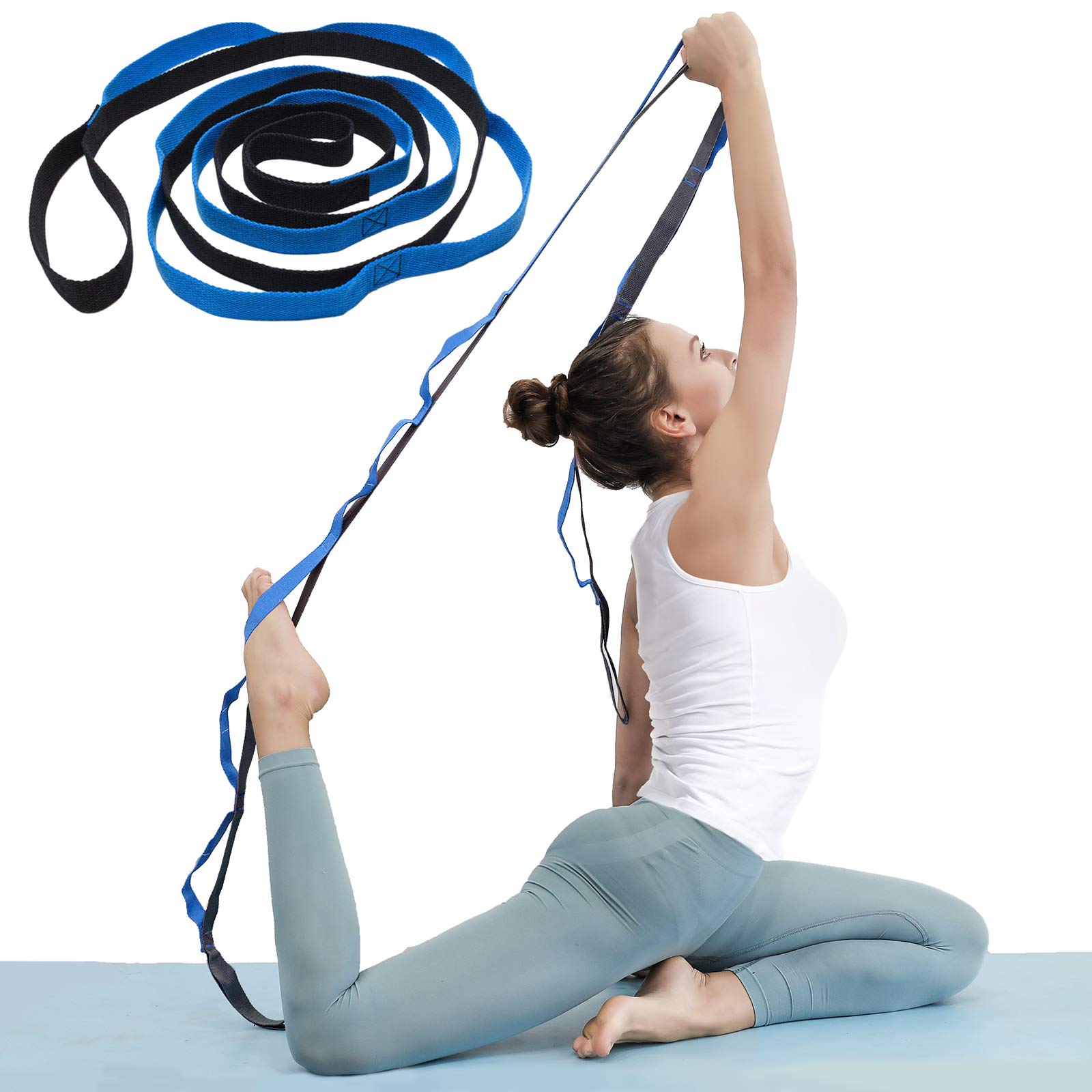 Yoga Stretch Out Hamstring Strap, Multi Loops Adjustable Exercise Band for Stretching, physical therapy, Workout, Pilates, Dance and Gymnastics with Carry Bag