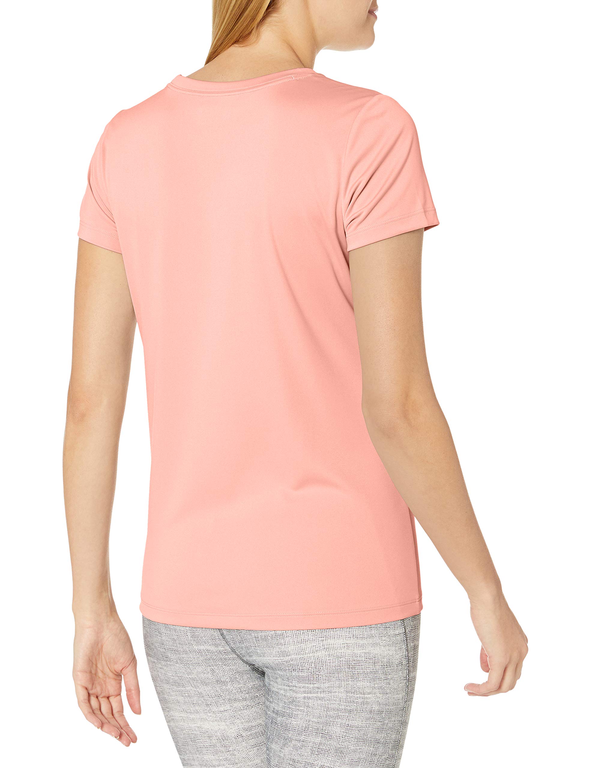Under Armour Women's Tech C&s Jacquard Crew Neck Short Sleeve T-Shirt, Peach Frost (845)/Metallic Silver, X-Small