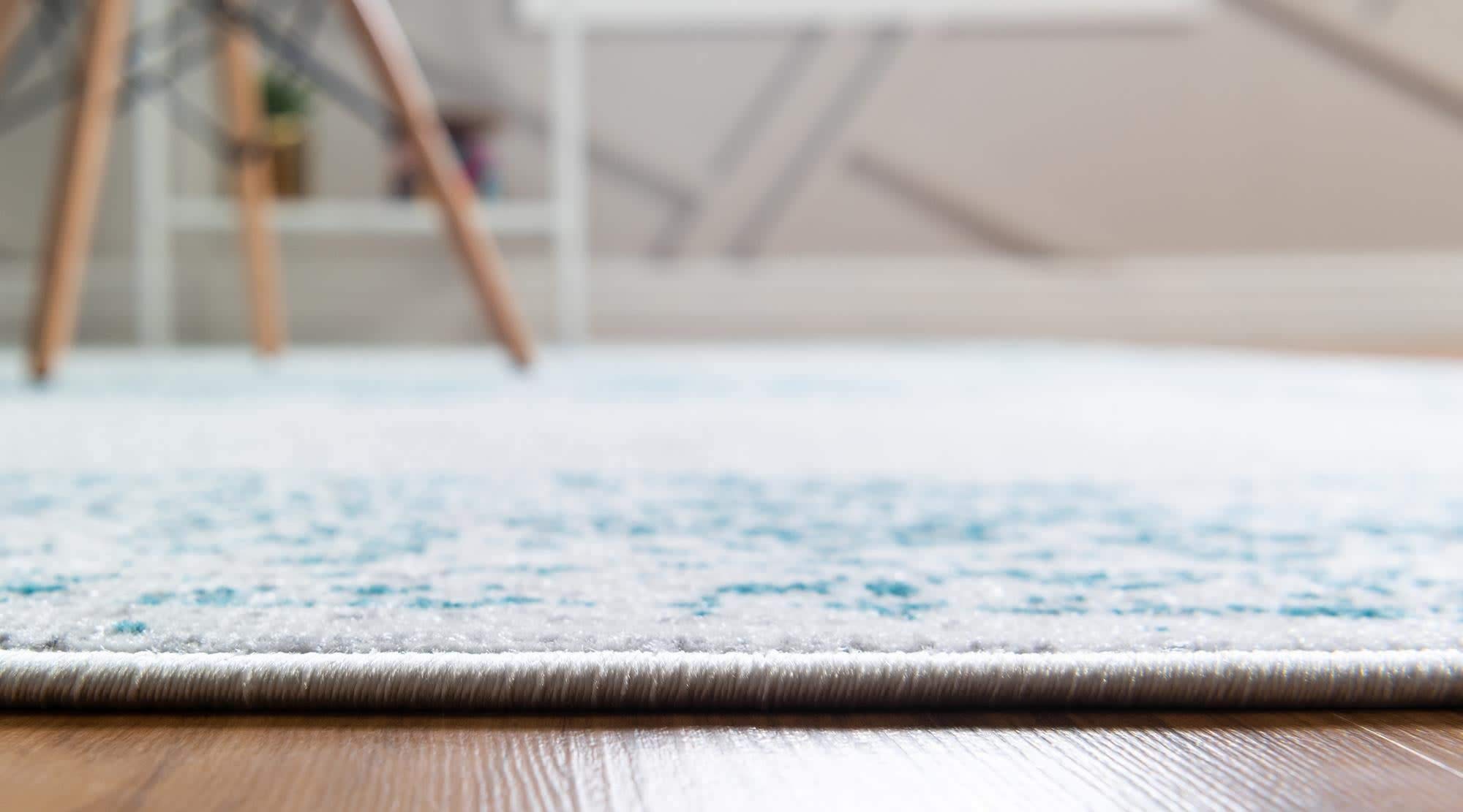 Unique Loom Aarhus Collection Vintage Border Area Rug_AAR003, 5 ft x 7 ft 9 in, Cream/Teal