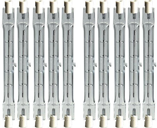 Sterl Lighting - 10 Pack, T3 Halogen Light Bulb, 500W, 120V, 9000Lm, Warm White 2900K Clear, R7S 118MM Double Ended, Dimmable for Landscape Lights or Floor Lamps, Wall Sconces