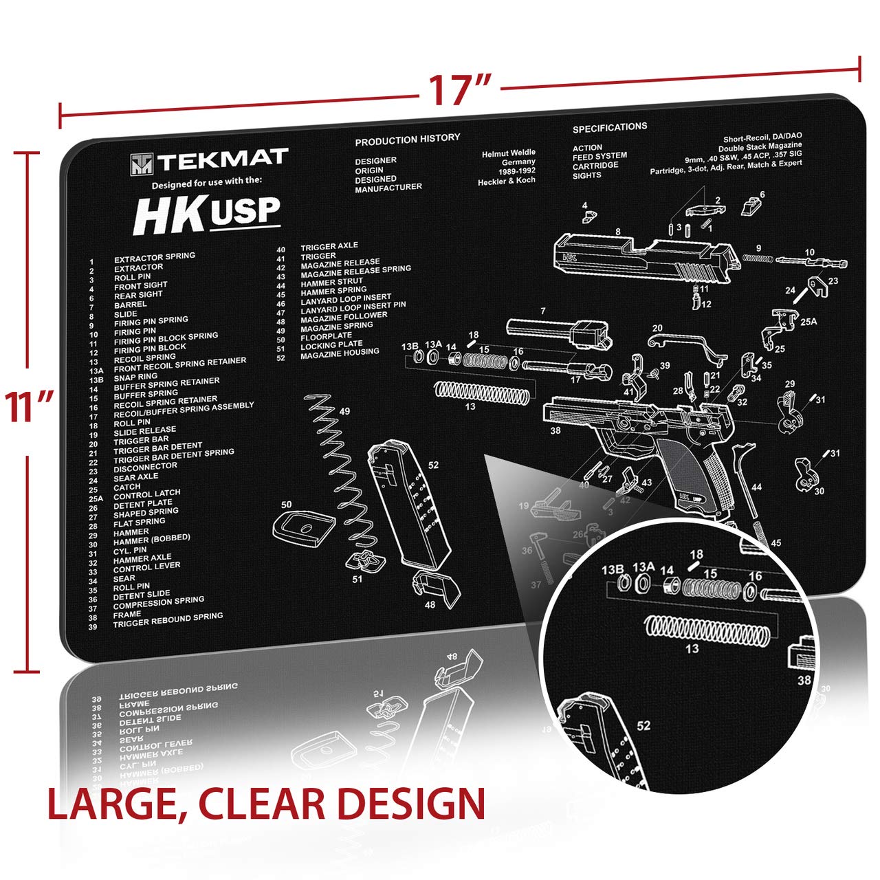 TekMat Heckler & Koch β USP Gun Cleaning Mat,Black