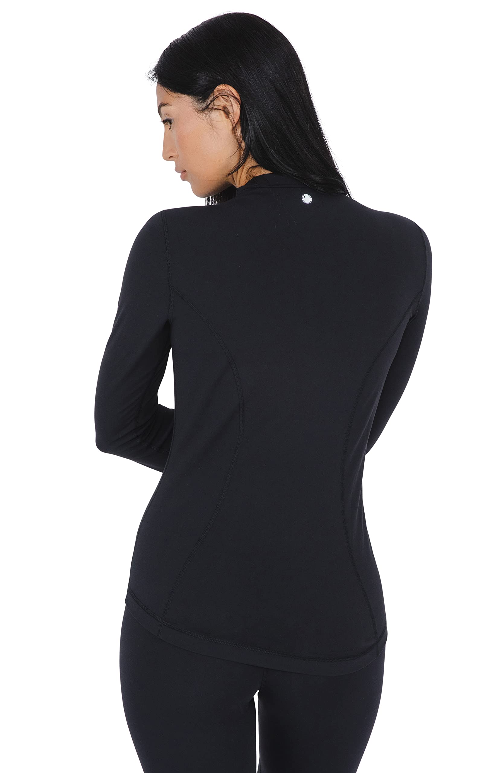 Yogalicious Womens Ultra Soft Lightweight Full Zip Yoga Jacket with Zipper Pockets - Black - Large