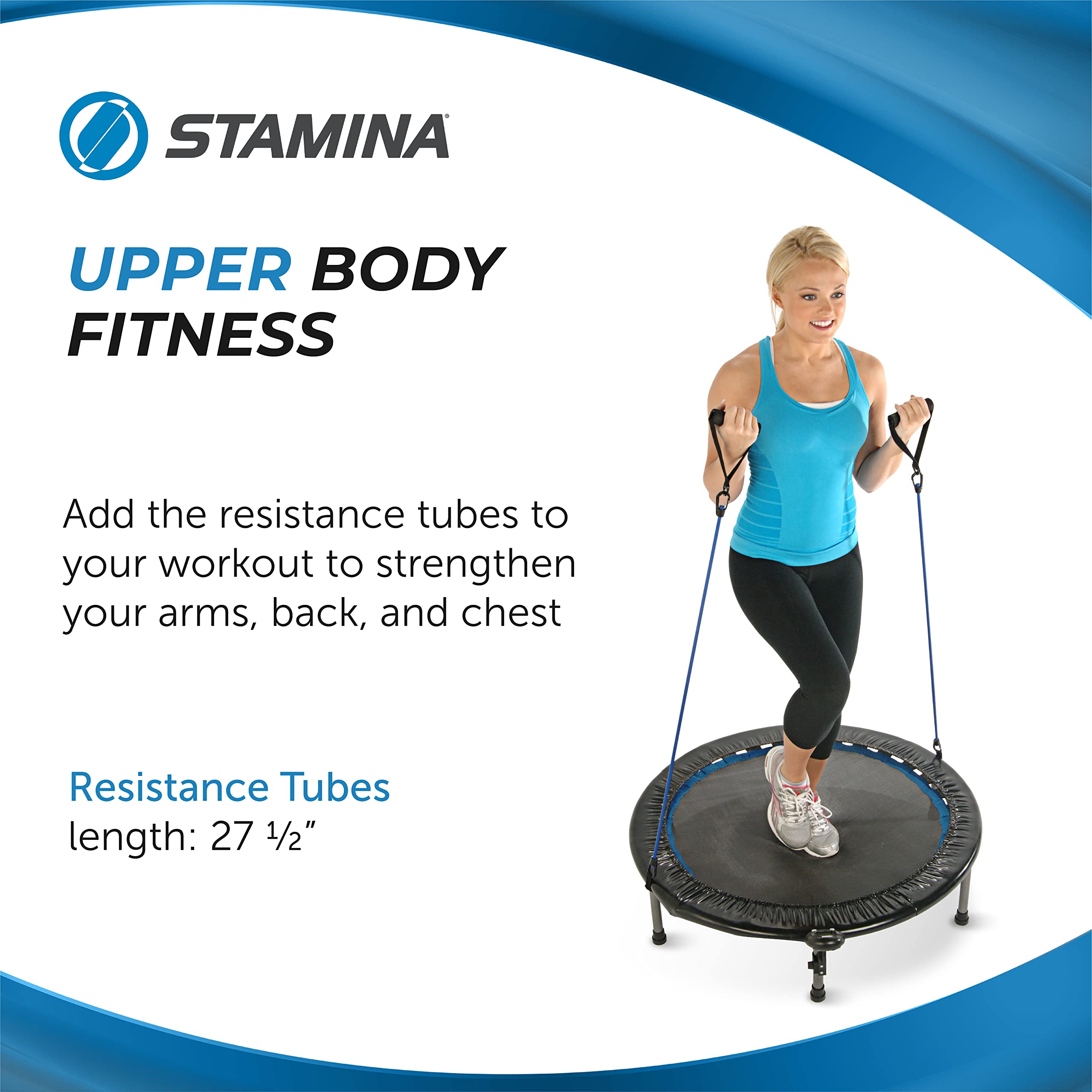 Stamina Intone Plus Trampoline with Resistance Bands - 38 inch Exercise Rebounder, Outdoor and Indoor Trampoline, Exercising Equipment At Home, Recreational Trampolines