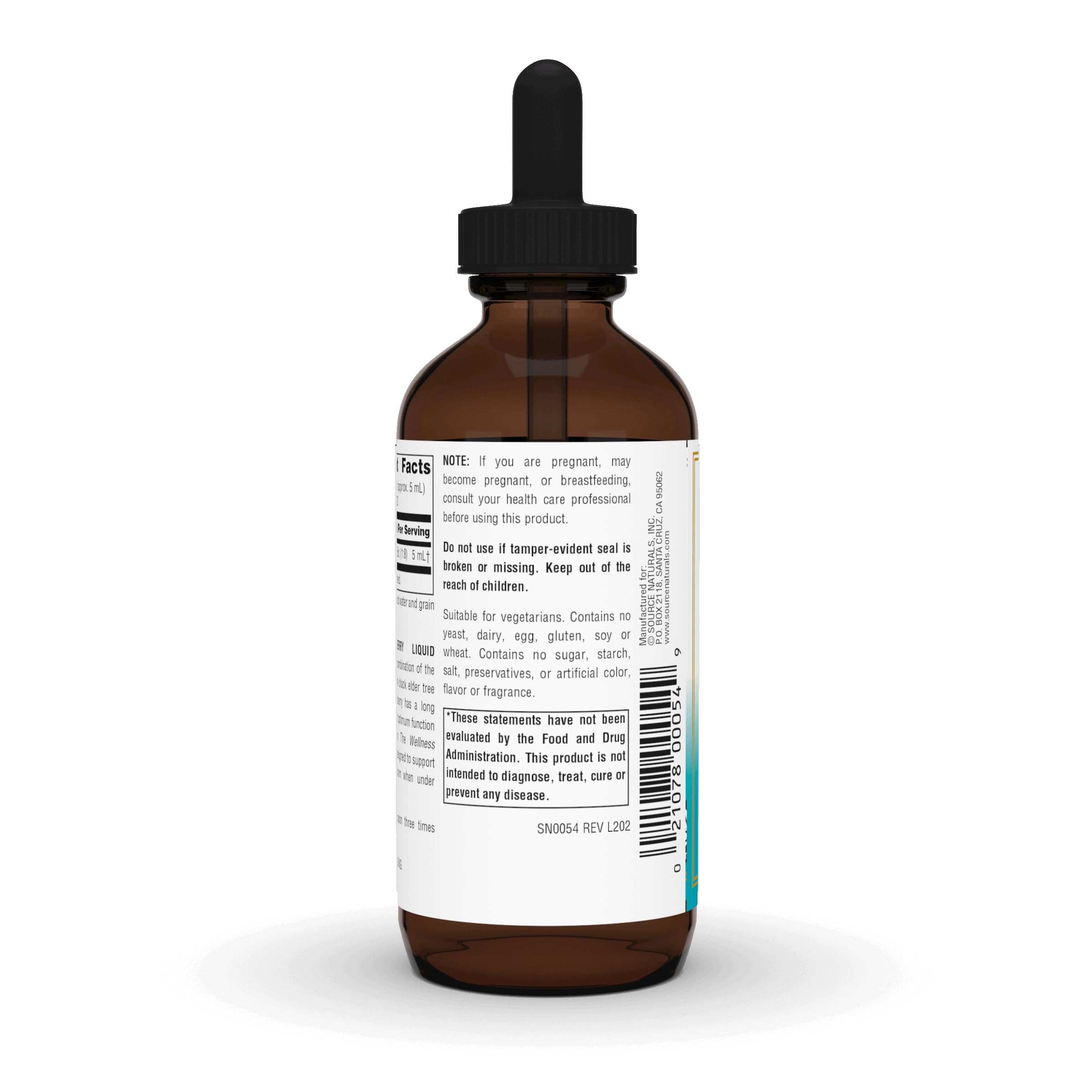 Source Naturals Wellness Elderberry Liquid Extract, for Immune System Support* - Sambucus nigra - 4 Fluid oz