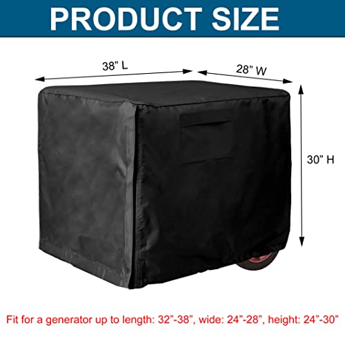 WOMACO Generator Covers Waterproof Dustproof Heavy Duty Universal Durable Portable Outdoor Generator Cover Protector for 2200-5000 Watt Generators (38”L x 28”W x 30”H, Black)