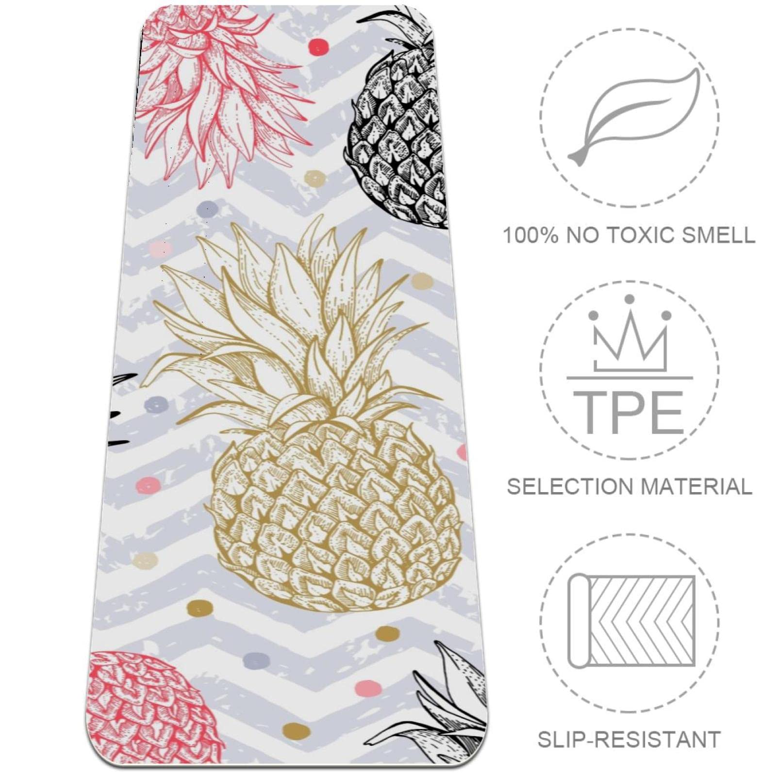 Yoga Mat, Yoga Mats for Home Workout, Workout Mat, Exercise Mats, Pilates Mat, abstract hand drawn pineapple fruit pattern